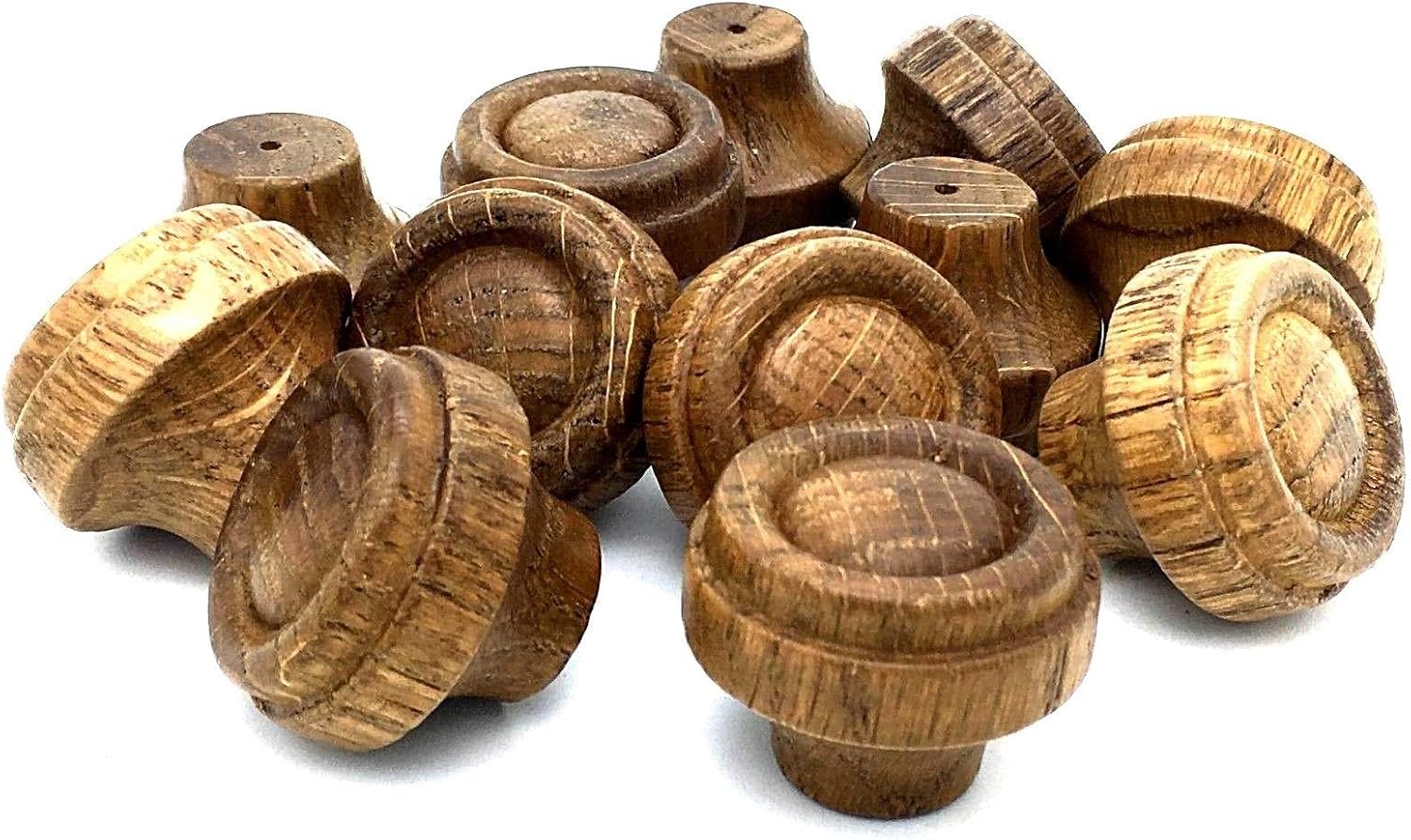 6 x Teak KNOBS 35mm Deluxe Antique Real Wood knob Cupboard Cabinet ...