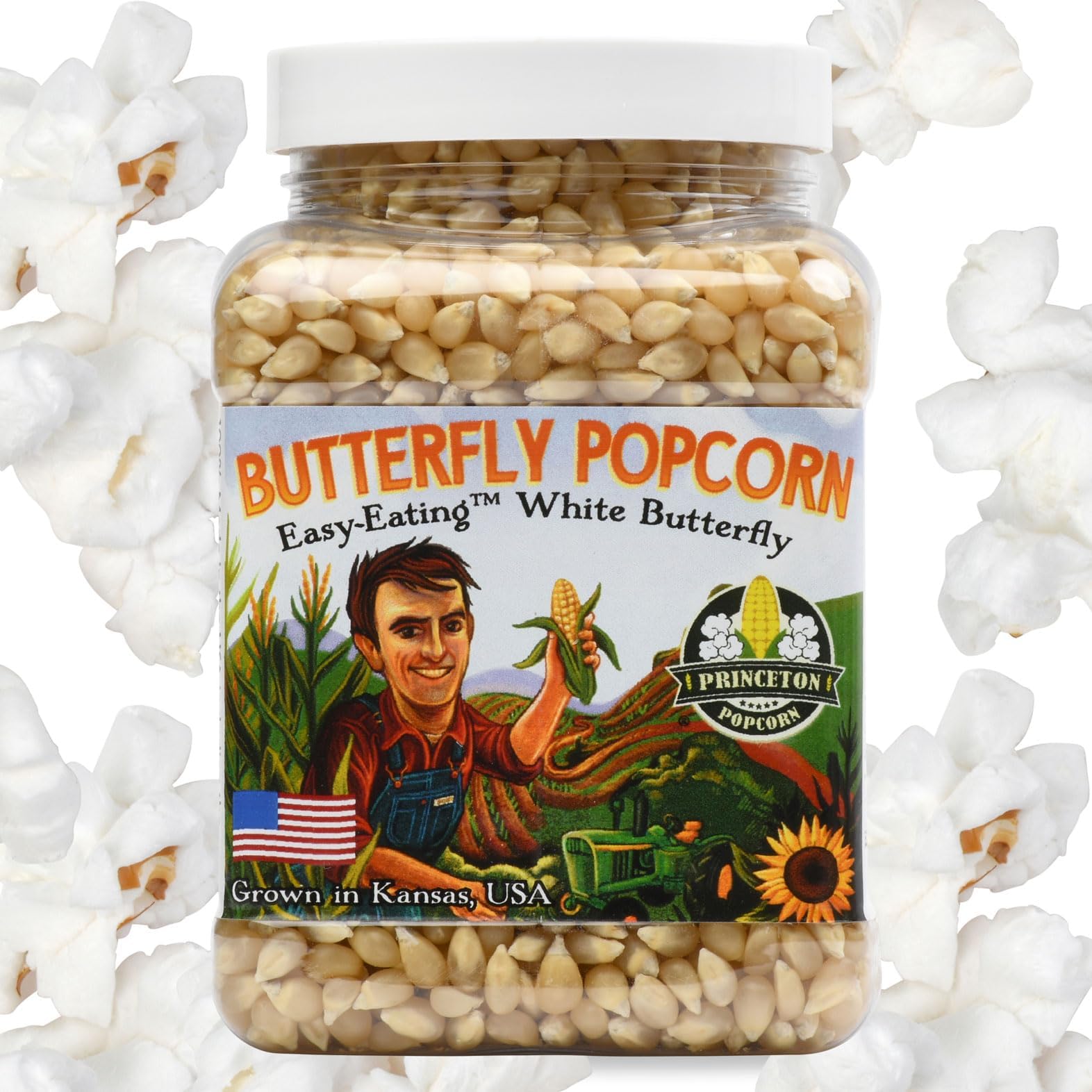 Amazon.com: Princeton Popcorn White Butterfly Hulless Popcorn Kernels ...