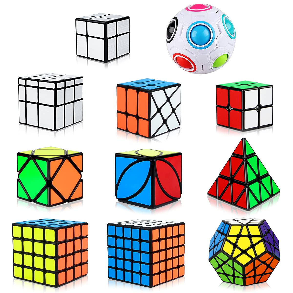 Dreampark Speed Cube Set - 12 Pack Cube Bundle With Pyramid, 2x2, 3x3 ...