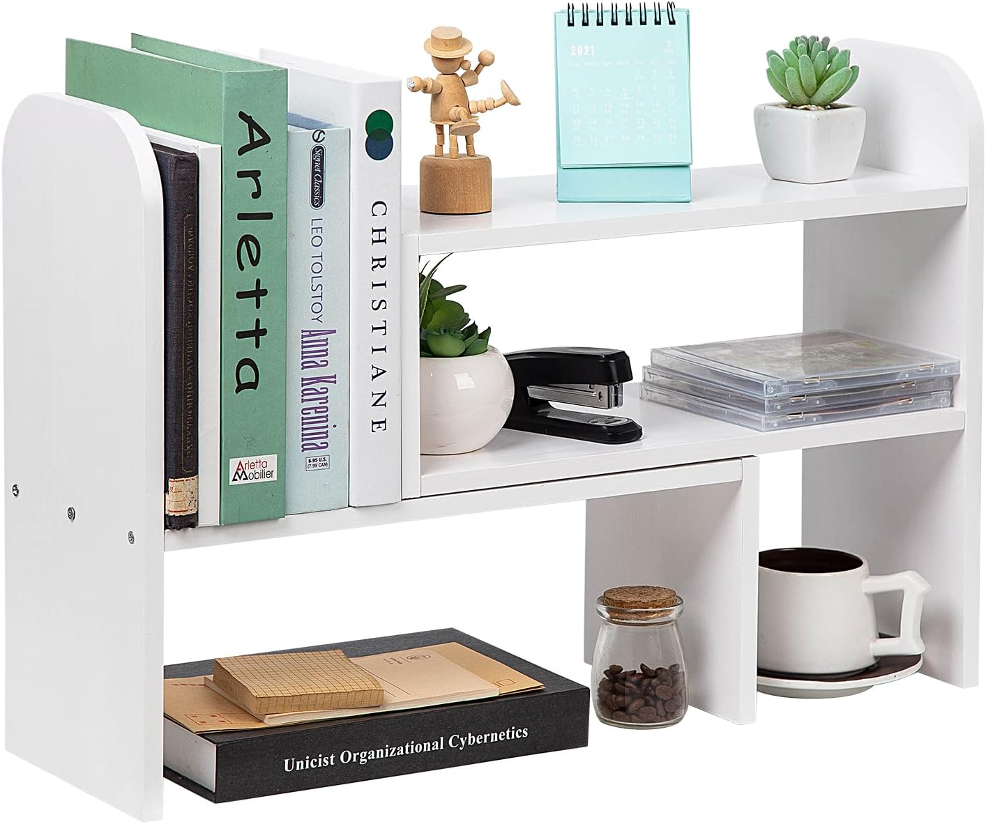 Amazon.com: VERGOODR Desktop Adjustable Natural Wood Book Shelf ...