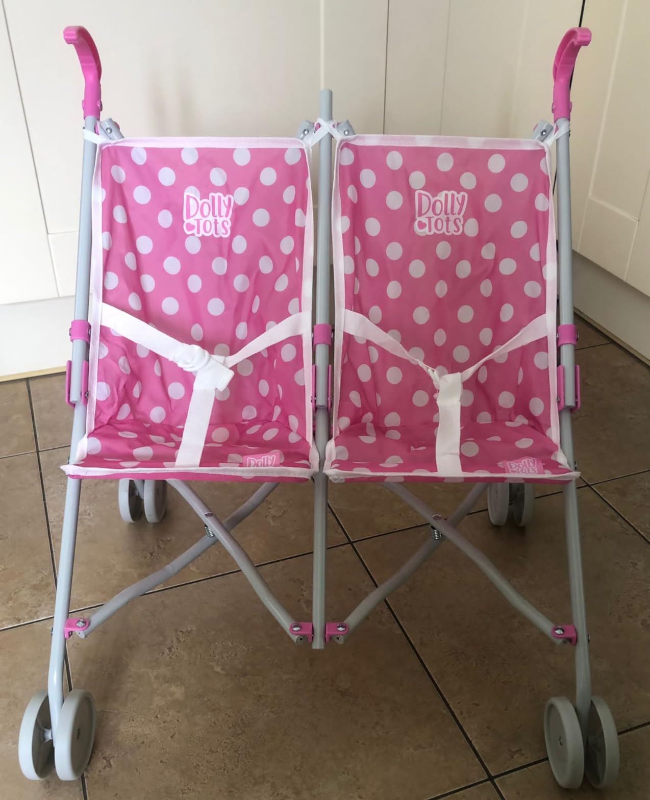 Dolly Tots Twin Stroller | Childrens Double Stroller Pram In Pink ...