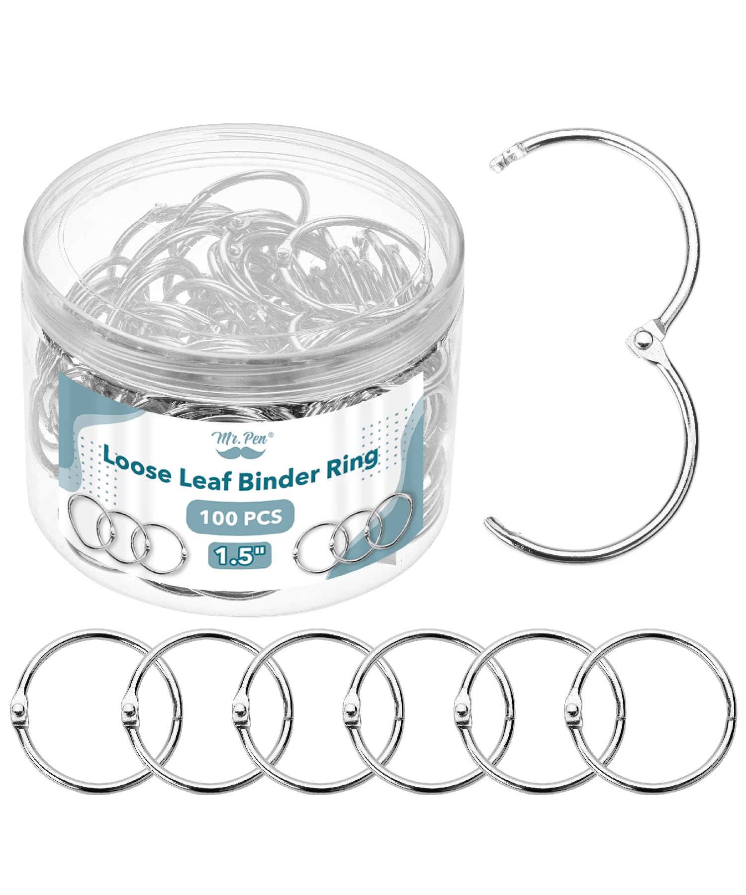 Amazon.com : Mr. Pen- Loose Leaf Binder Ring, 100 Pack, Silver Binder ...