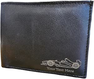 Personalised Grand Prix Racing Car Wallet - Black Leather, Engraved ...