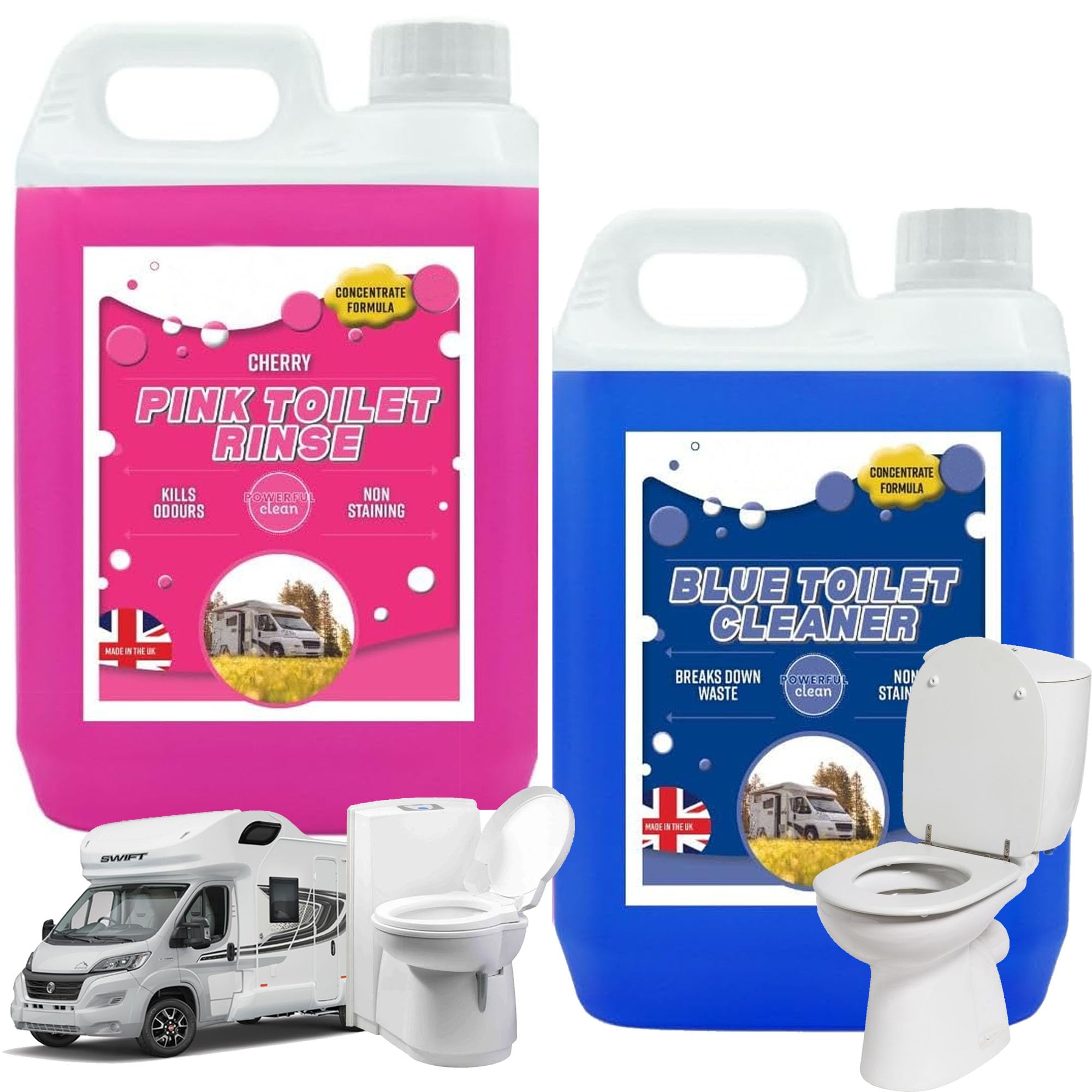 2 Pack Combo Pink & Blue Motorhome & Caravan Toilet Fluid & Rinse ...