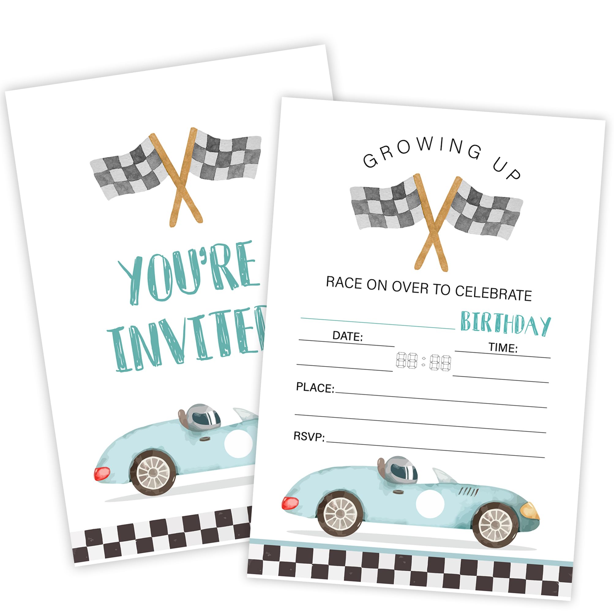Classic Car Party Invitations Racing Car | Kids Birthday Invitations