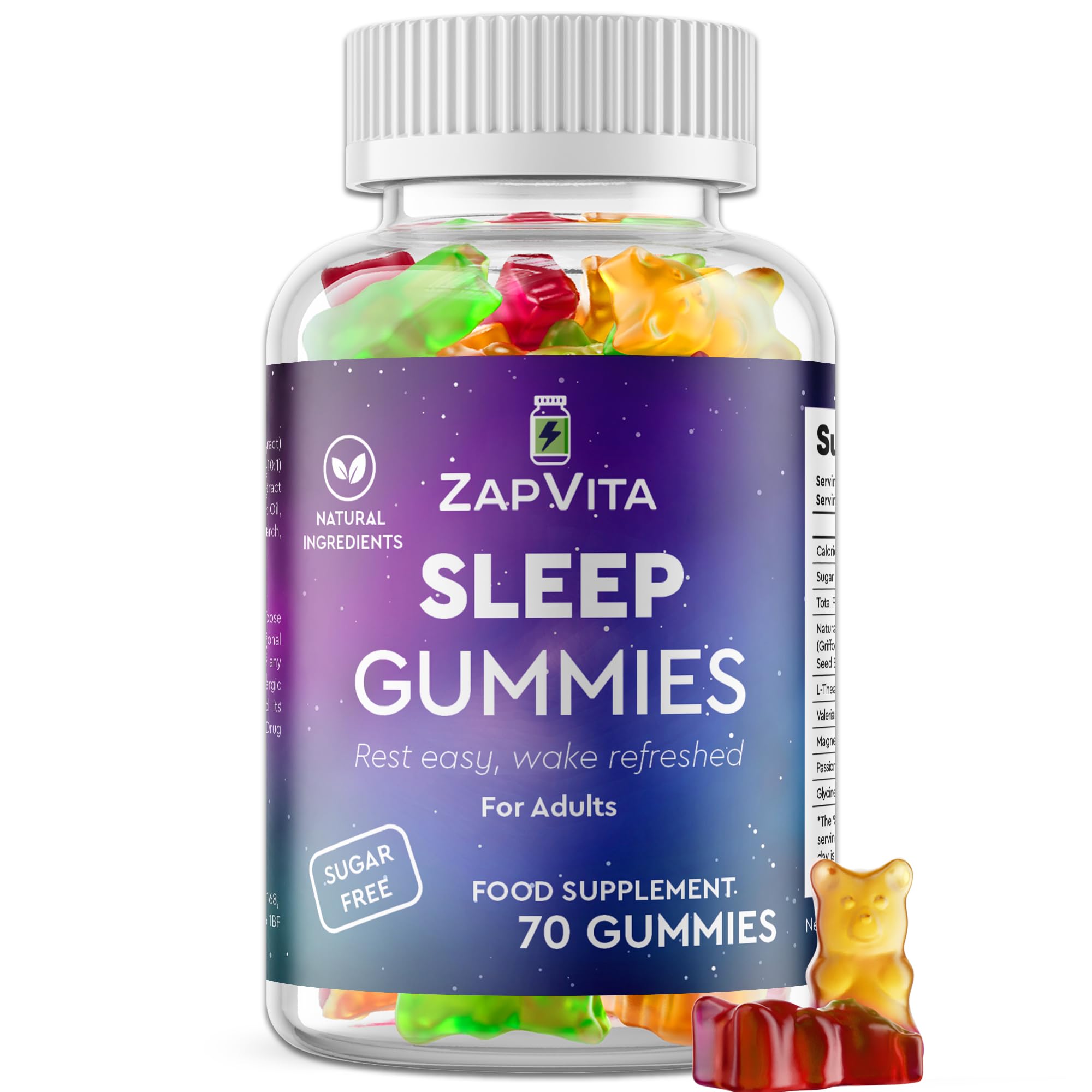 ZAPVITA Sleeping Aid for Adults – 70 Extra Strong Natural Sleep Gummies ...