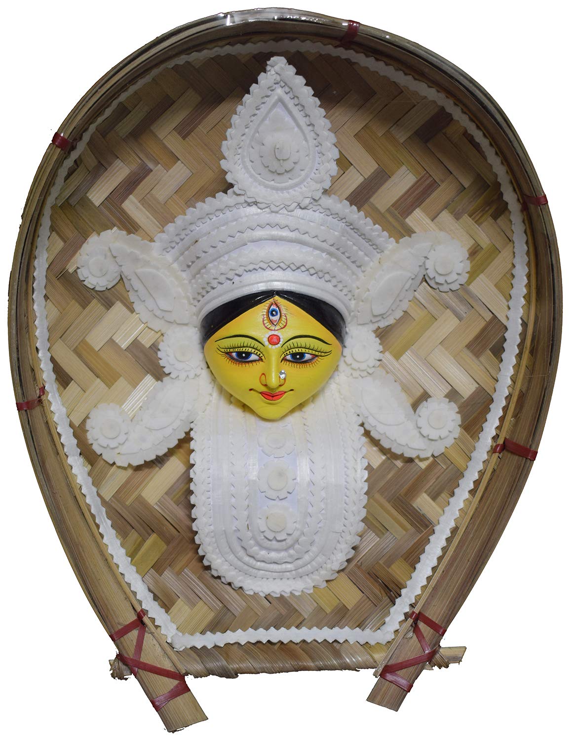 Shola Pith Durga in Kulo Bamboo Tray (Size: 10 x 3 x 12 inches ...