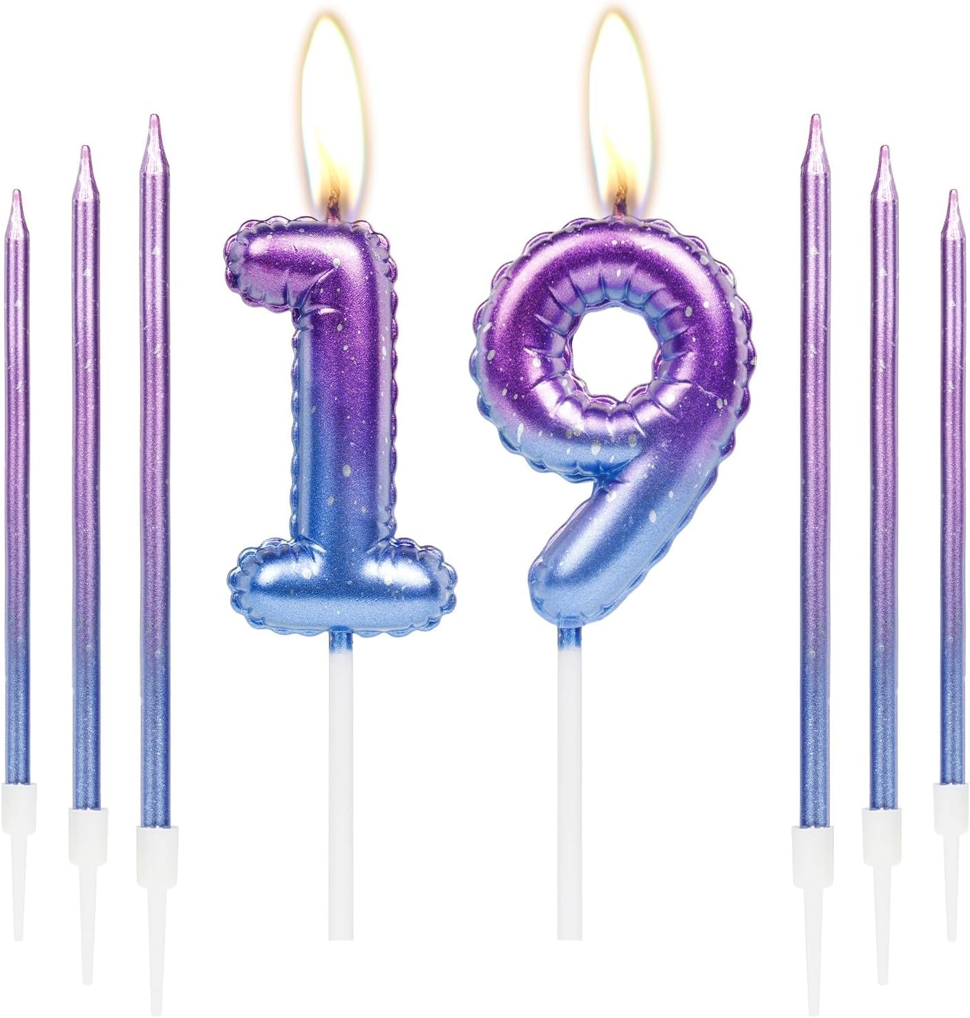 Amazon.com: iNINGER New Purple Blue Number 19 Happy Birthday,19th ...