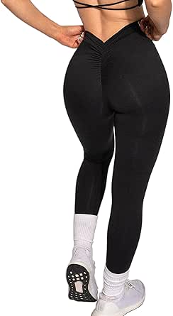 Danysu - Leggings con espalda en V para mujer, suaves, de cintura alta ...