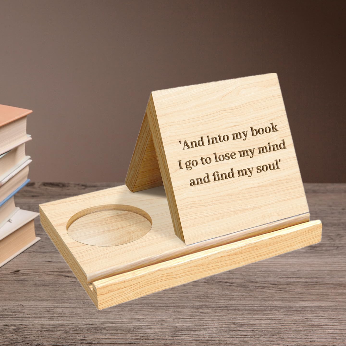Amazon.com: Personalized Text Oak Wooden Triangle Book Rest Book Stand ...