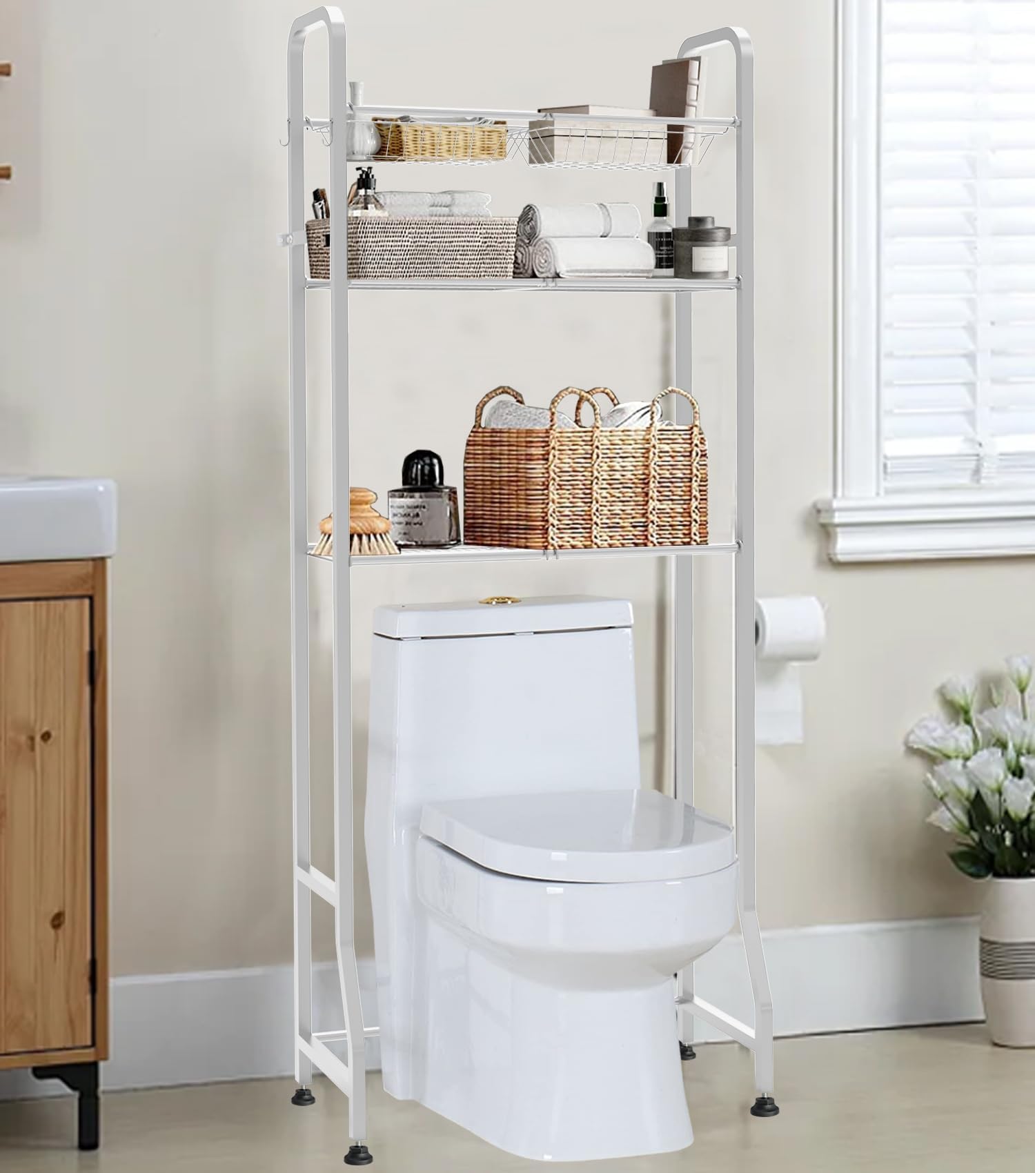 Amazon.com: Simple Trending Over The Toilet Storage Rack, Metal 3 Tier ...