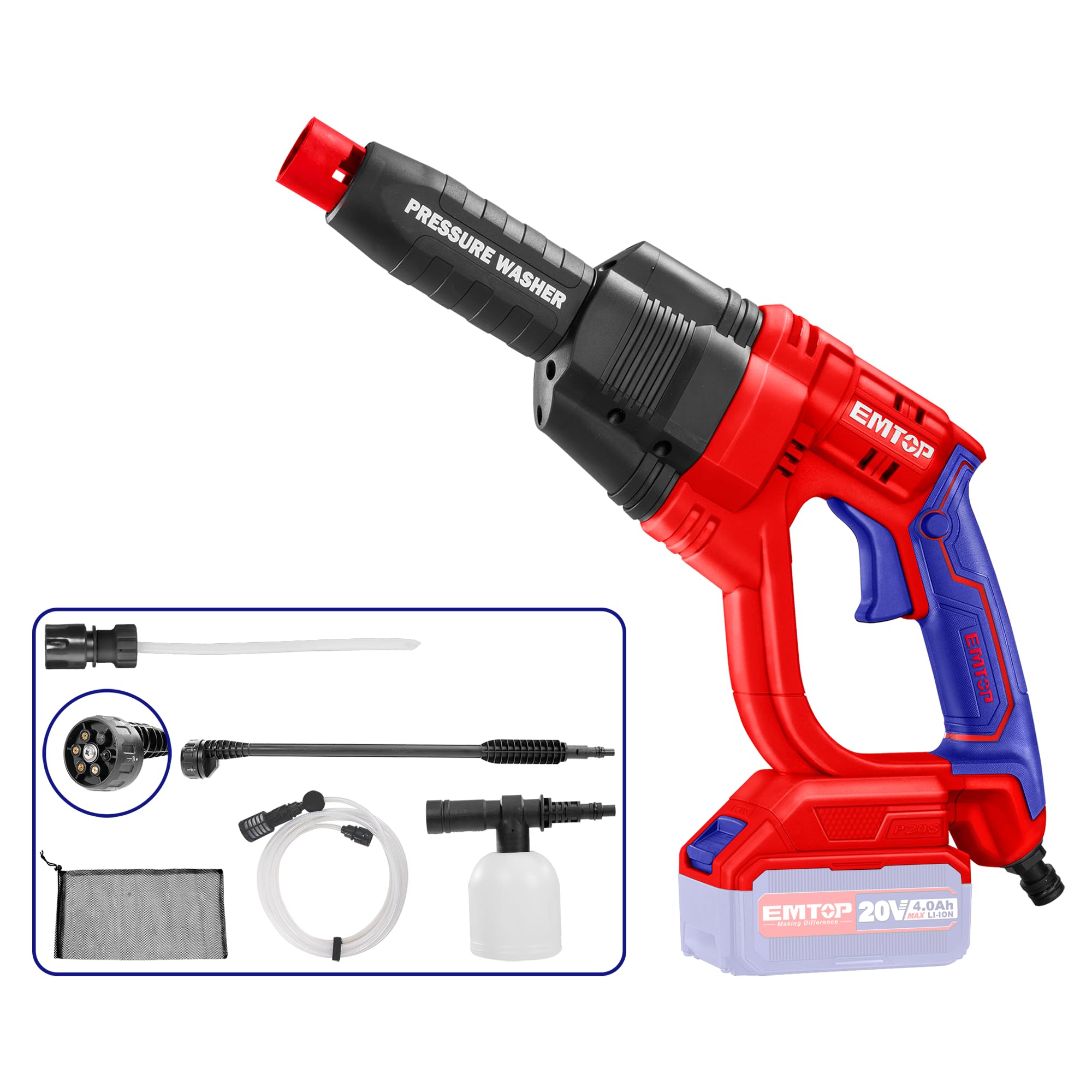 EMTOP Kit Hidrolavadora inalámbrica 20 V de 359 PSI : Amazon.com.mx: Jardín