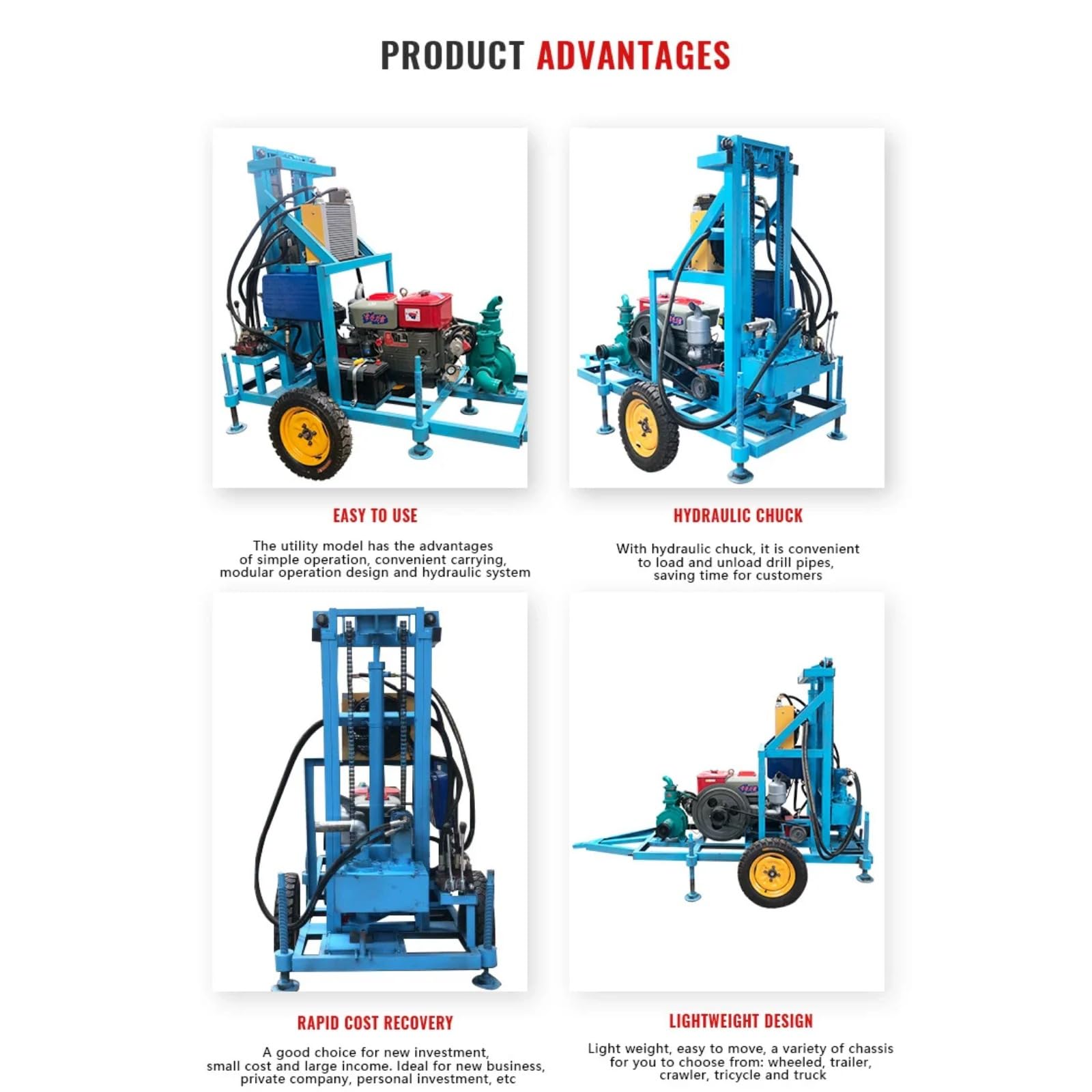 Water Well Drilling Diagram 200m Crawler Bore Well Drilling Machine