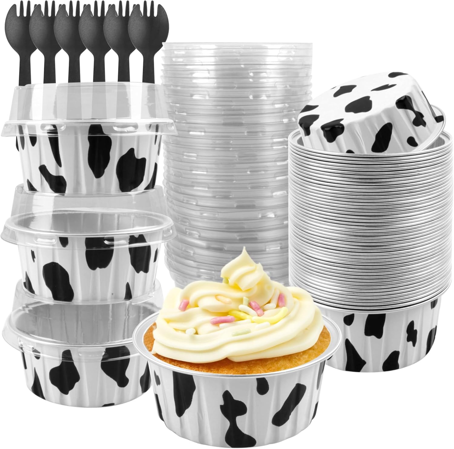 Amazon.com: Aluminium Foil Cake Cups with Lids Muffin Tins, Mini Cake ...