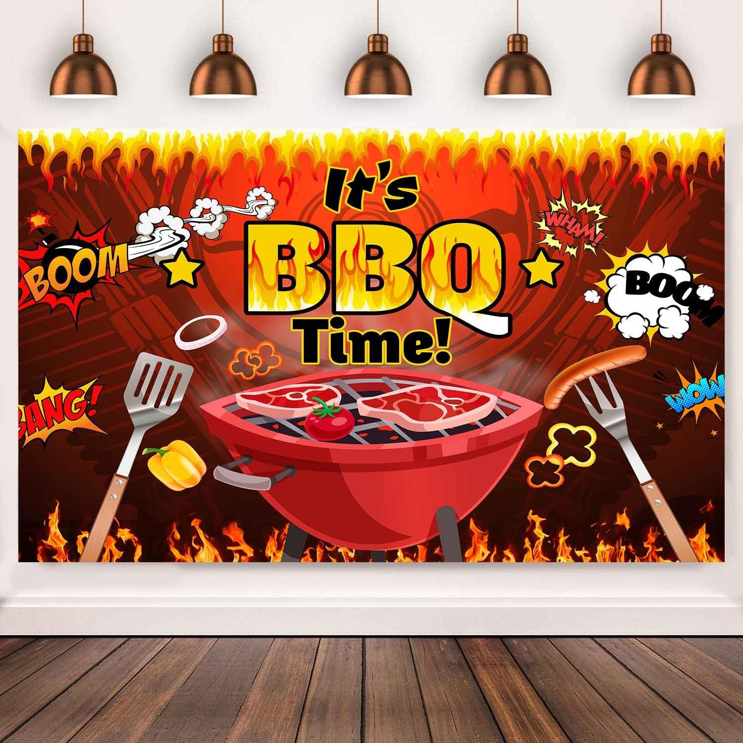 Amazon.com : TYOOFD BBQ Party Backdrop Outdoor Food Party Decoration ...