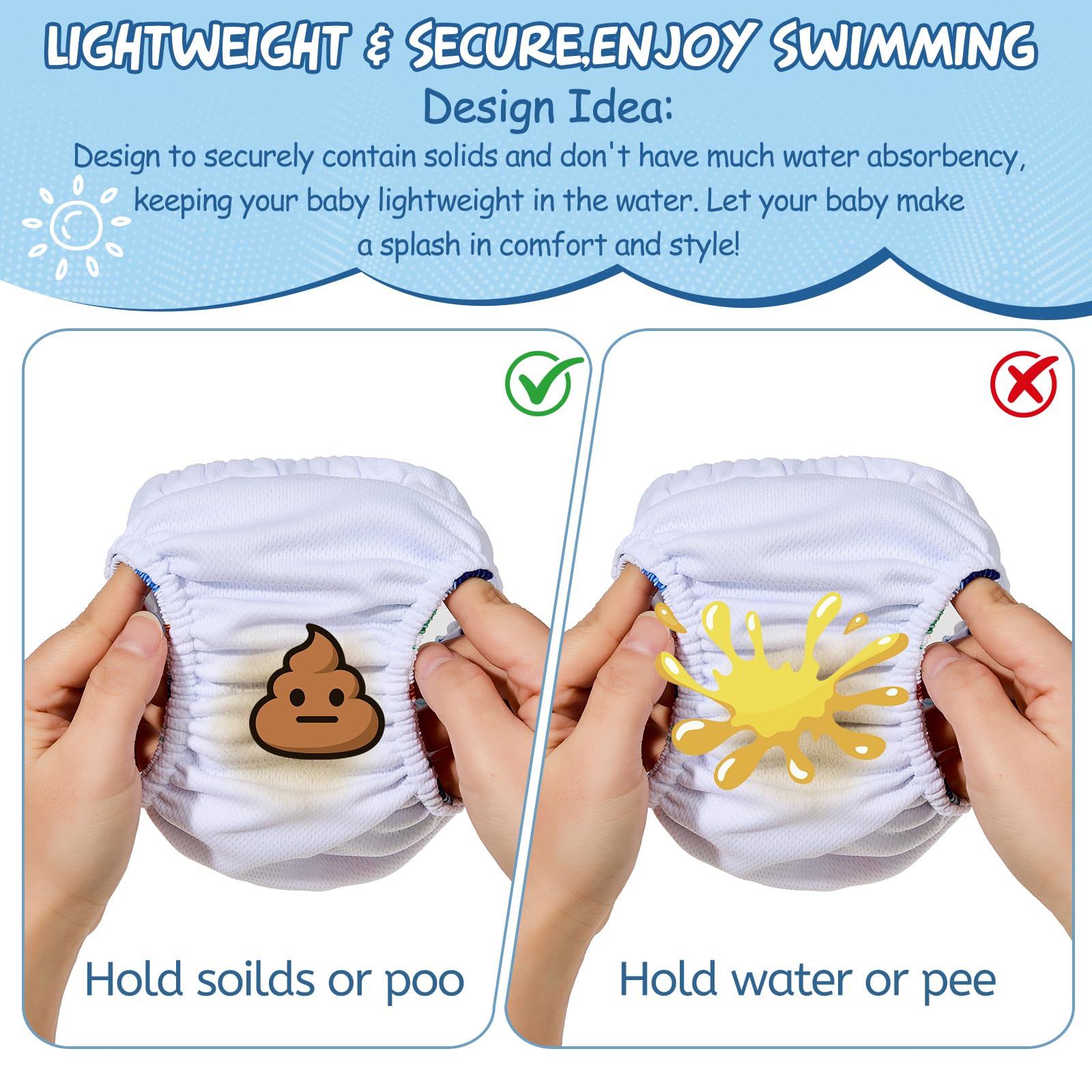 Snapklik.com : 2PCS Reusable Swim Diapers - Toddler Baby Swim Diaper ...
