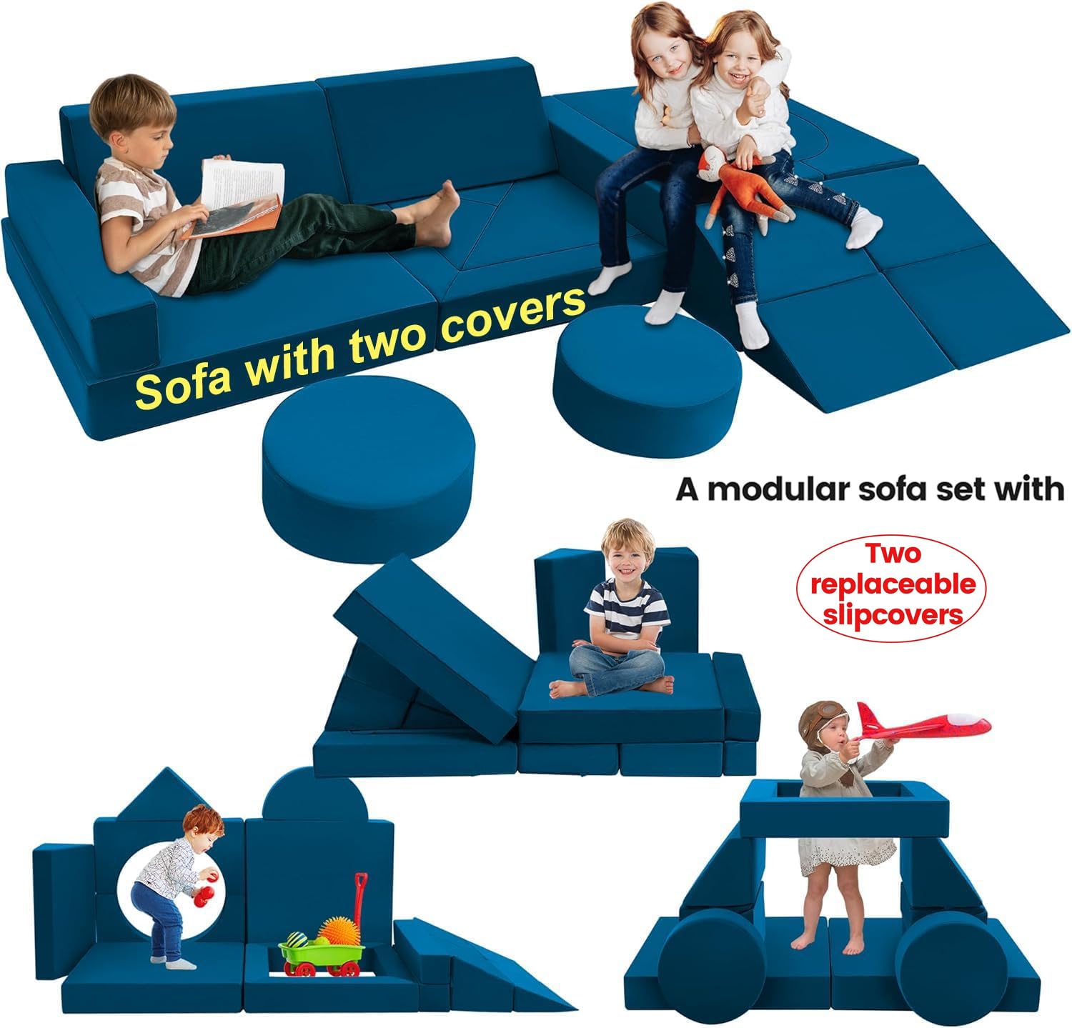 Snapklik.com : 18pcs Kids Couch Building Fort