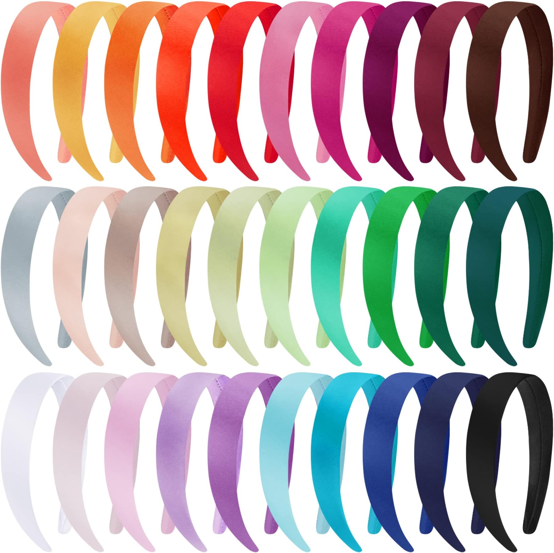 Amazon.com : Duufin 30 Pieces Satin Headband for Women and Girls - 1 ...