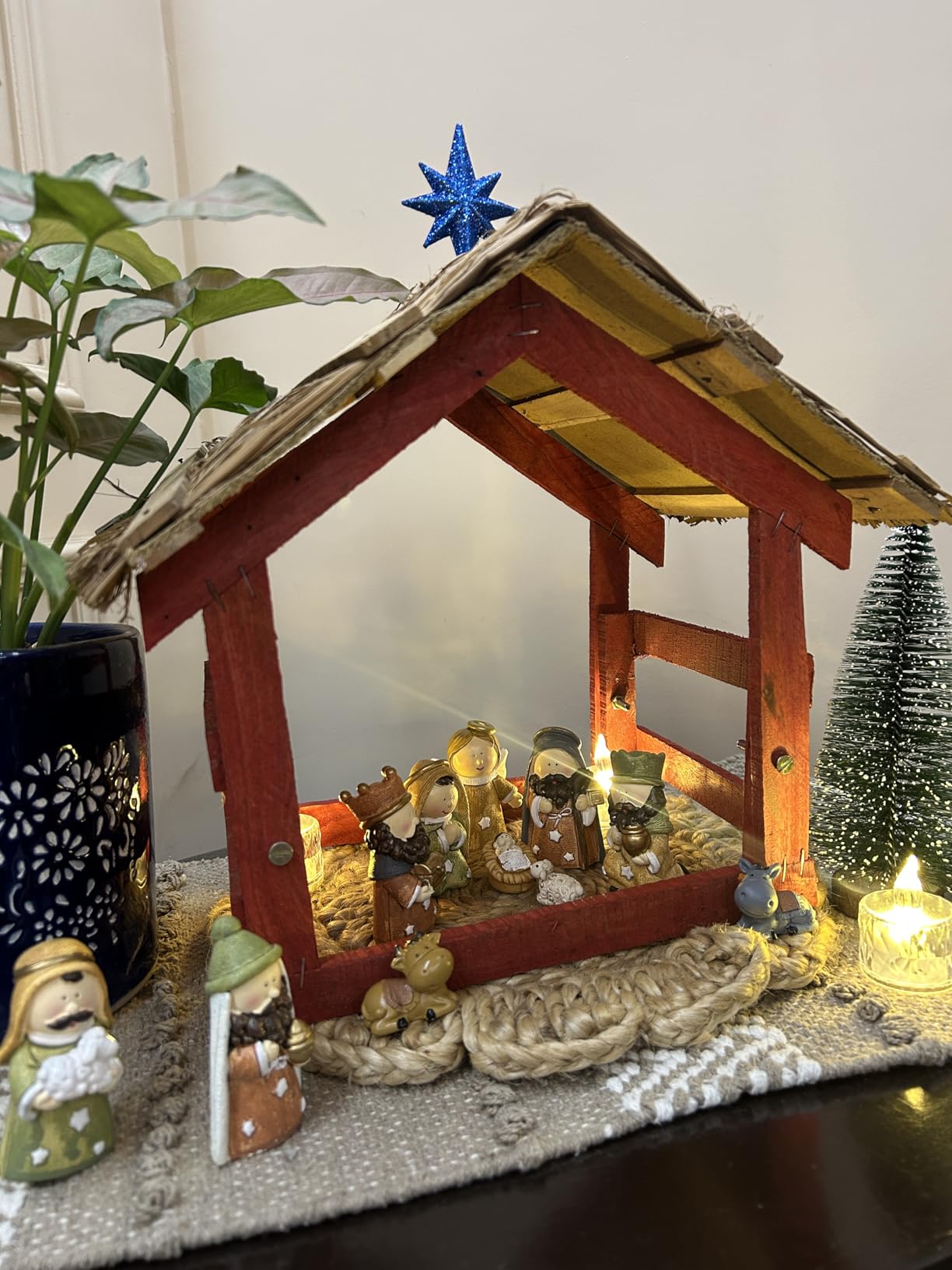 Buy MDT India Holy Crib for Christmas Xmas Decor Foldable Wooden Hay ...