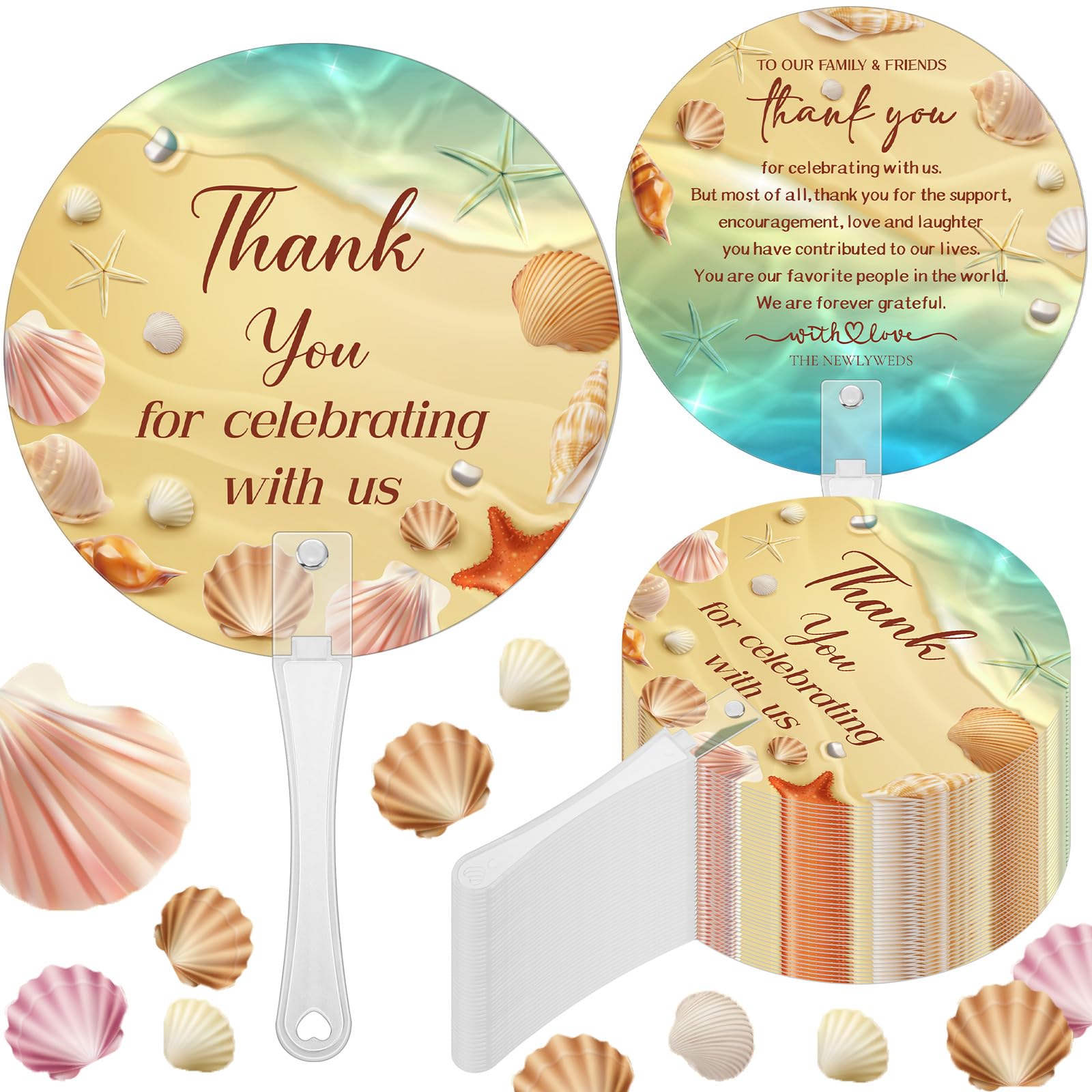 Amazon.com: CroBlissful 100 Pcs Wedding Hand Fans Bulk Plastic Handheld ...