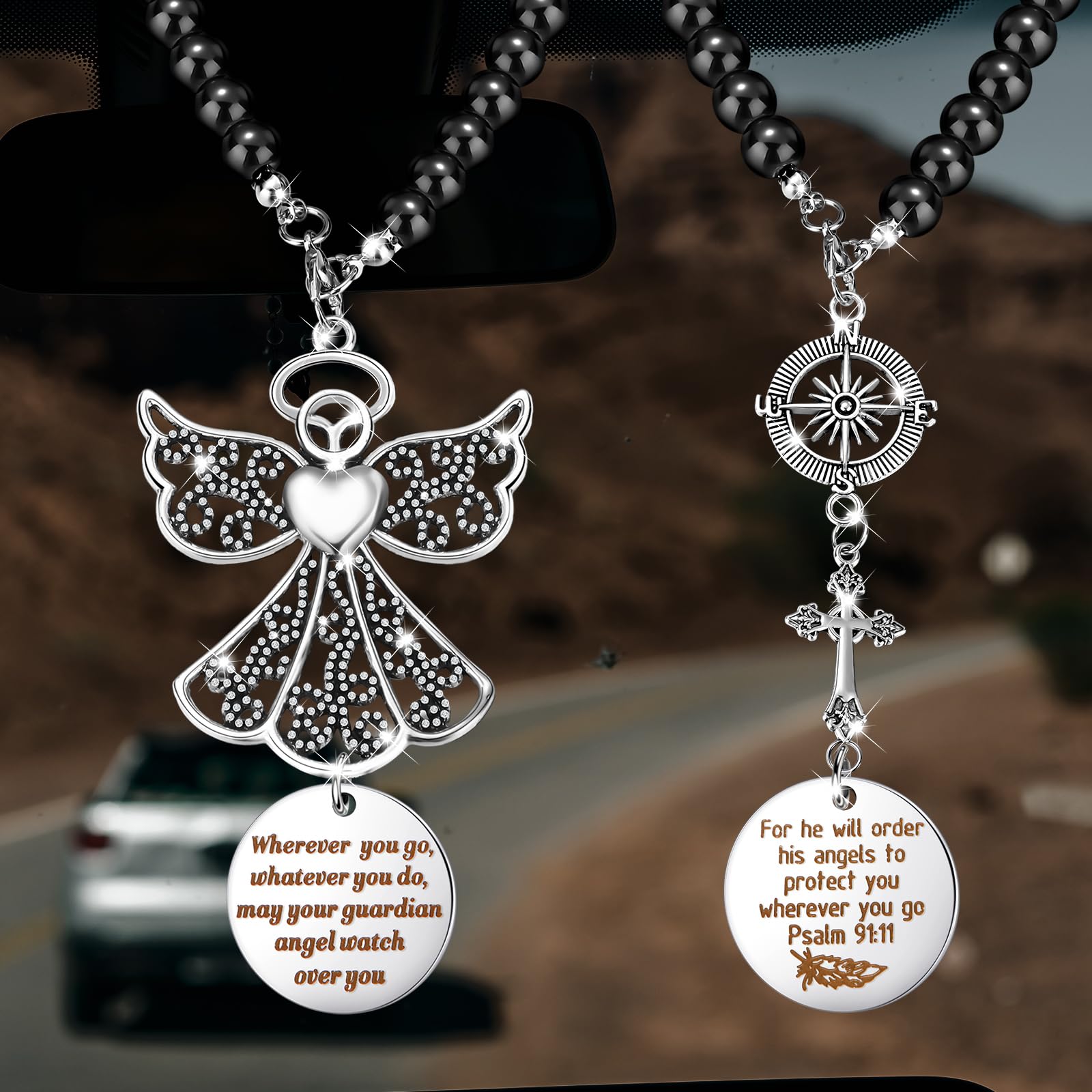Amazon.com: Colingmill 2 Pcs Car Rosary for Rearview Mirror Saint ...