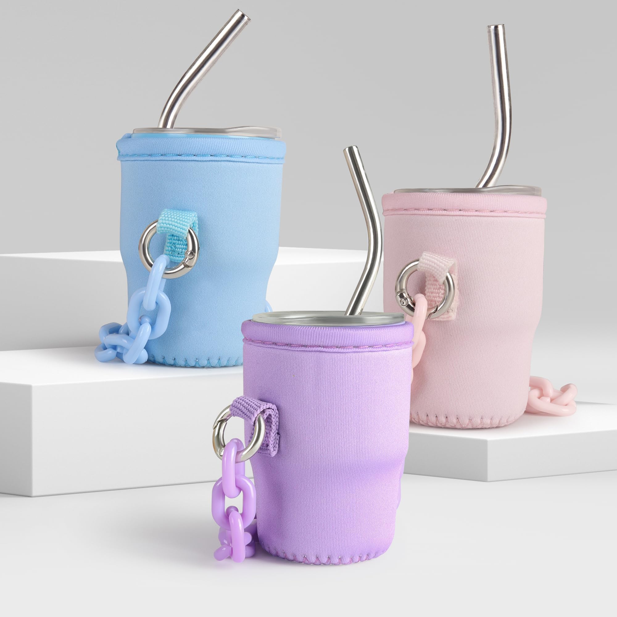 Amazon.com | 6 Pack Mini Tumbler Shot Glass with Straw and Lid, 3 OZ ...