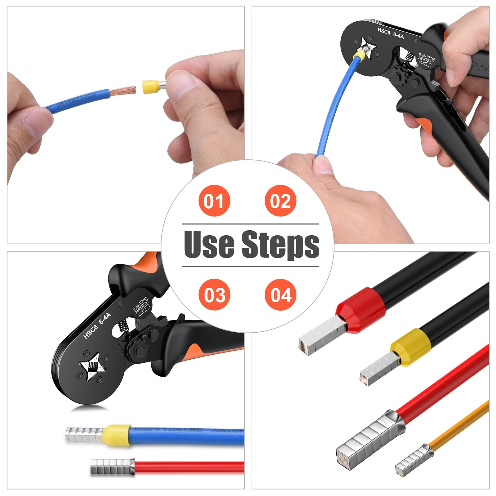 Snapklik.com : Preciva Ferrule Crimping Tool Kit, AWG 23-7 Self ...