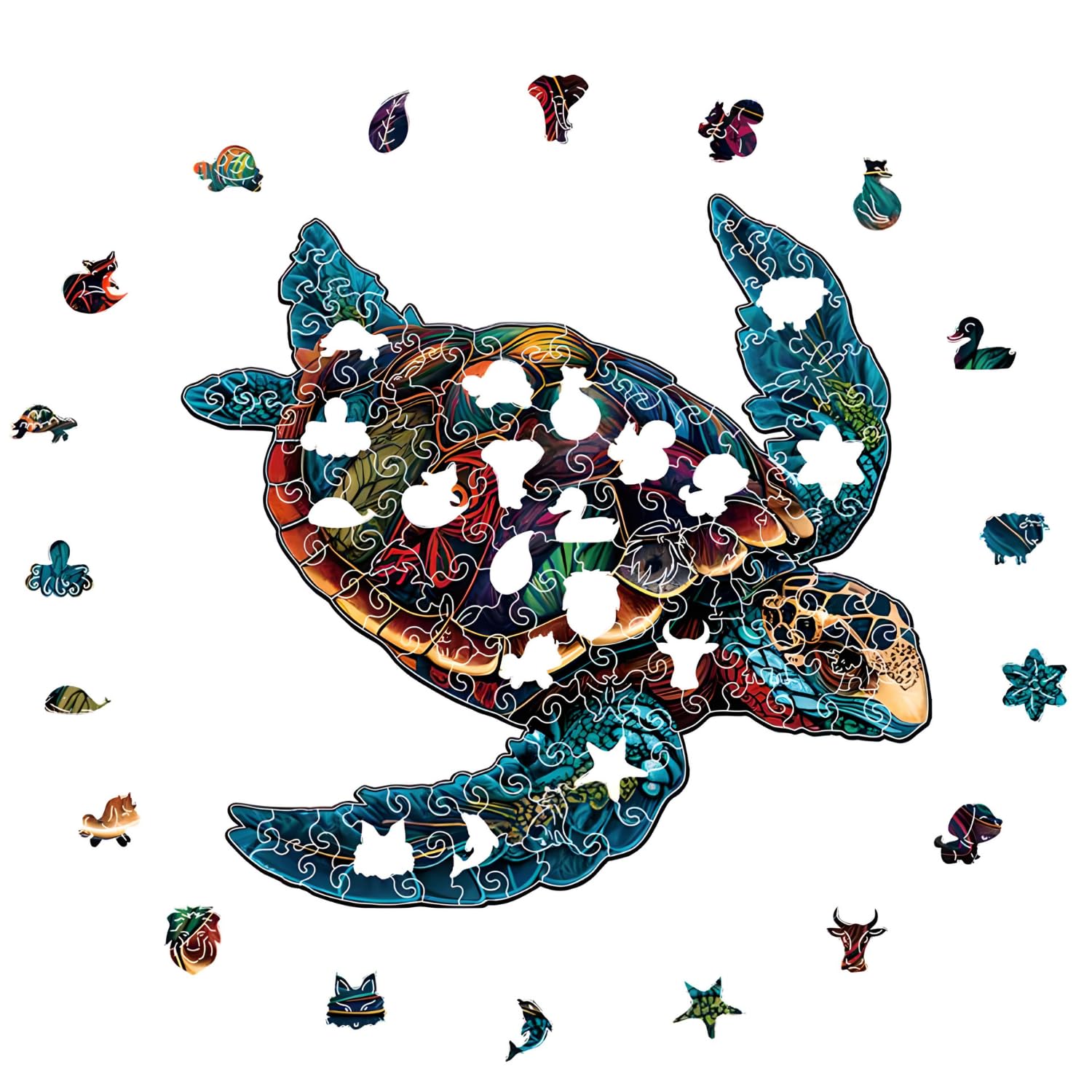 Snapklik.com : CRAFTHUB Wooden Jigsaw Puzzles Colorful Sea Turtle ...