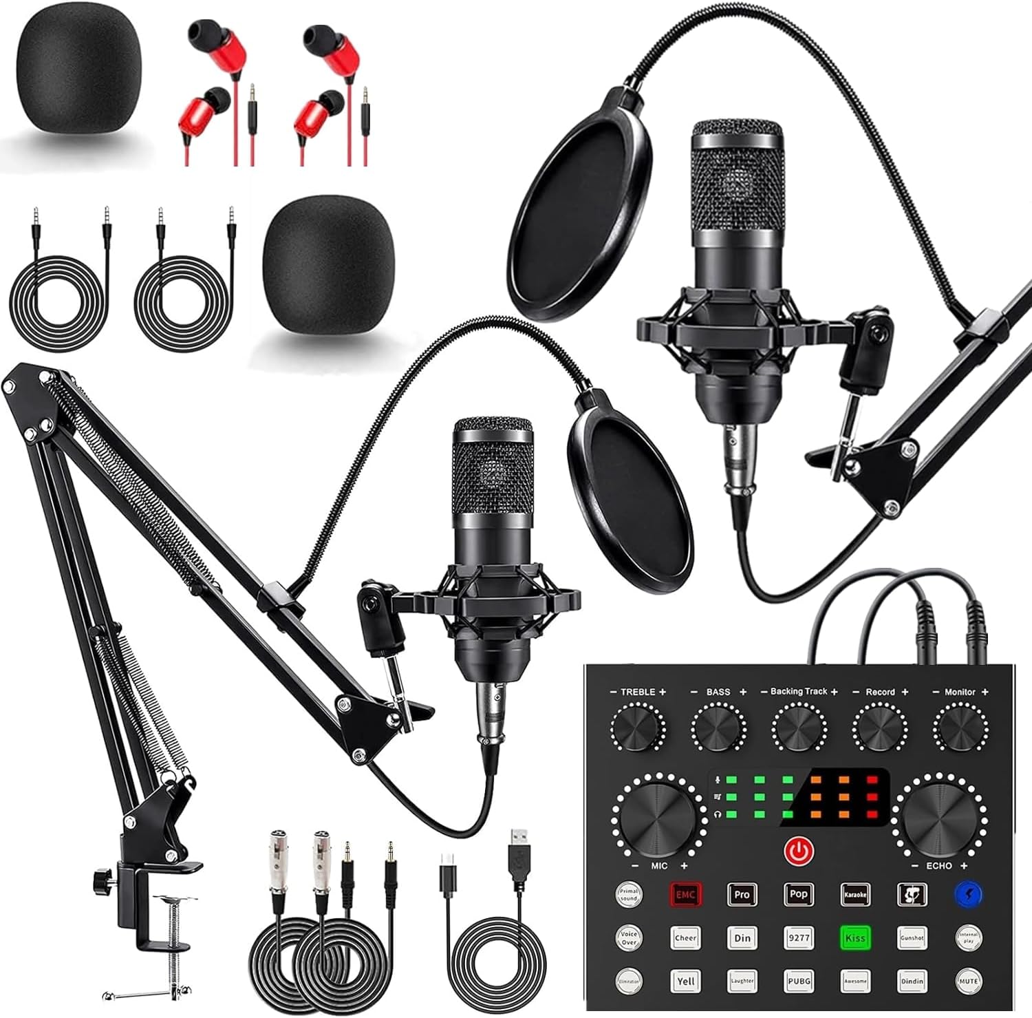 Amazon.com: Podcast Equipment Bundle for 2, V8s DJ Mixer Voice Changer ...