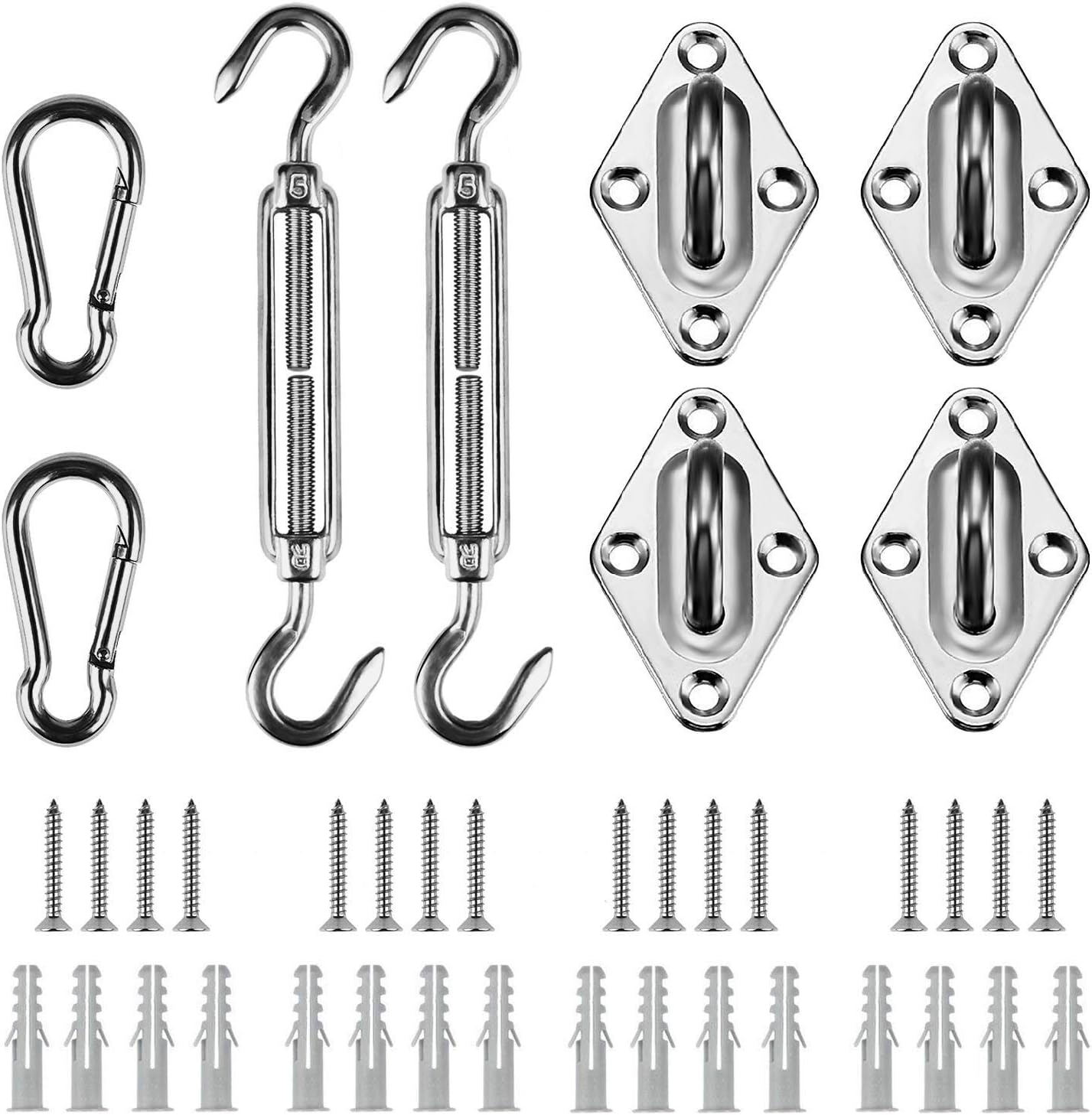 Amazon.com: Shade&Beyond 304 Marine Grade Shade Sail Hardware Kit 5 ...