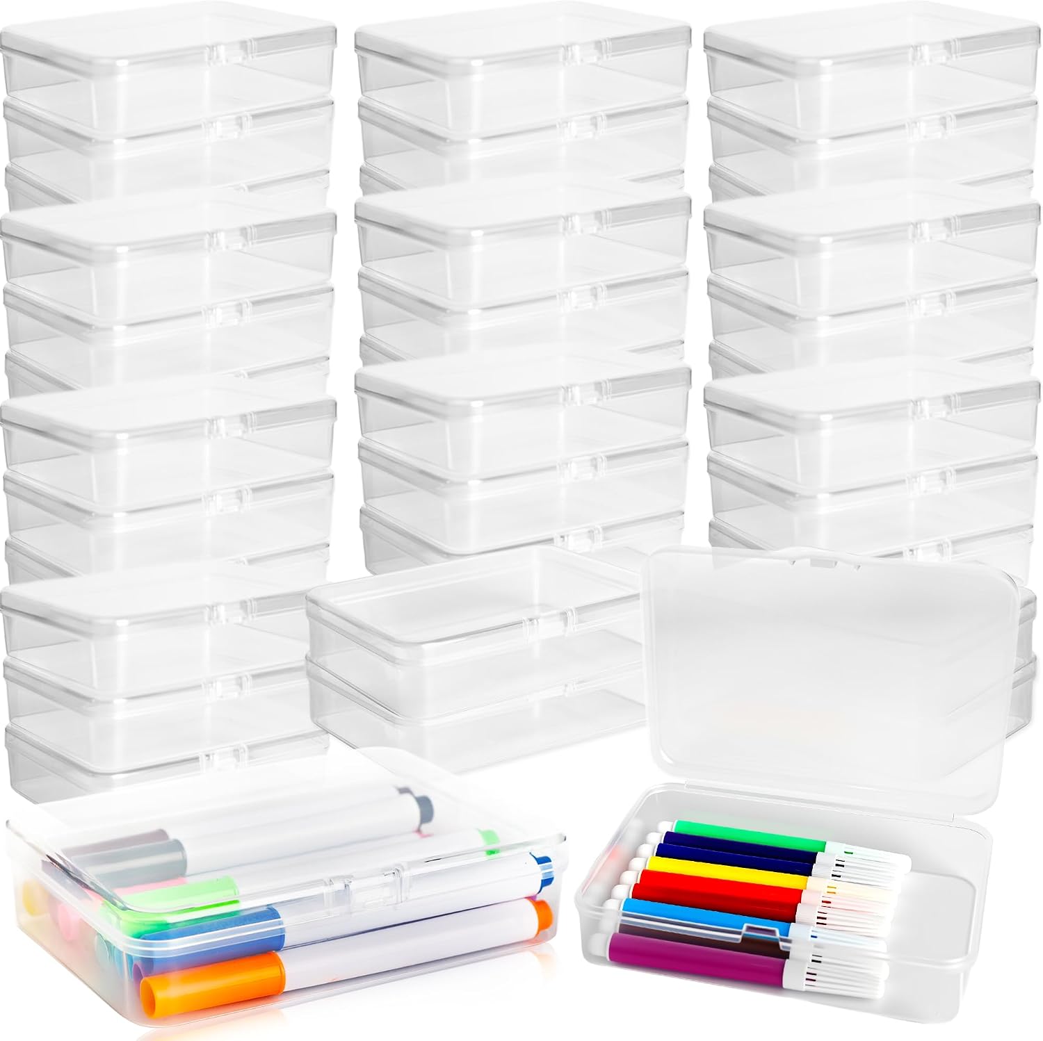 Amazon.com: Spaluck 36 Pcs Plastic Crayon Boxes Clear Crayons Holder ...