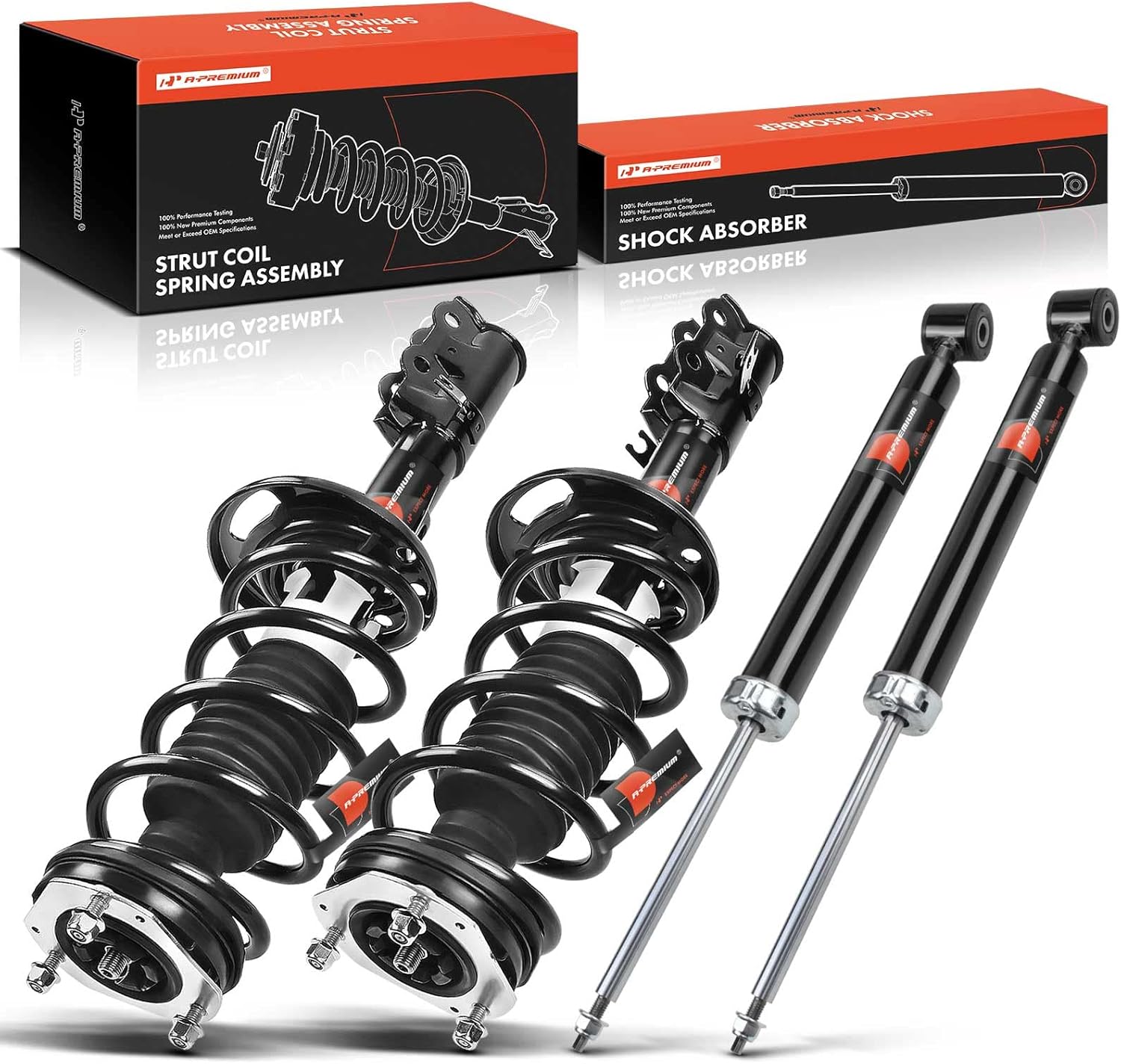 A-Premium Pair 4 Front Complete Struts & Coil Spring Assembly and Rear ...