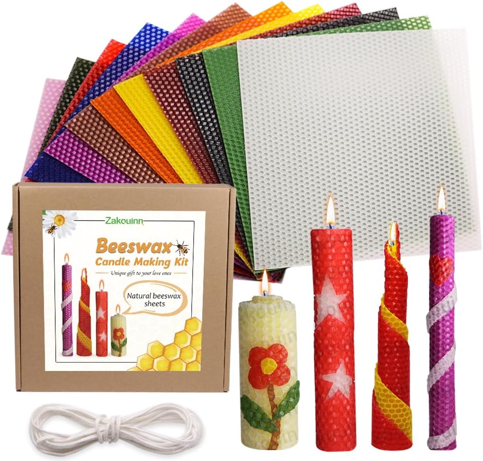 Zakouinn Beeswax Candle Making Kit for Kids - 12 Bright Colours, DIY ...