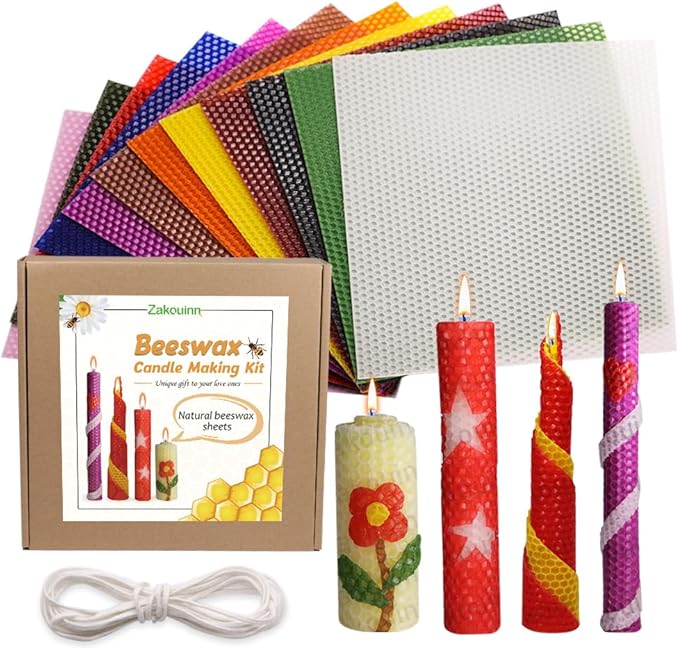 Zakouinn Beeswax Candle Making Kit for Kids - 12 Bright Colours, DIY ...