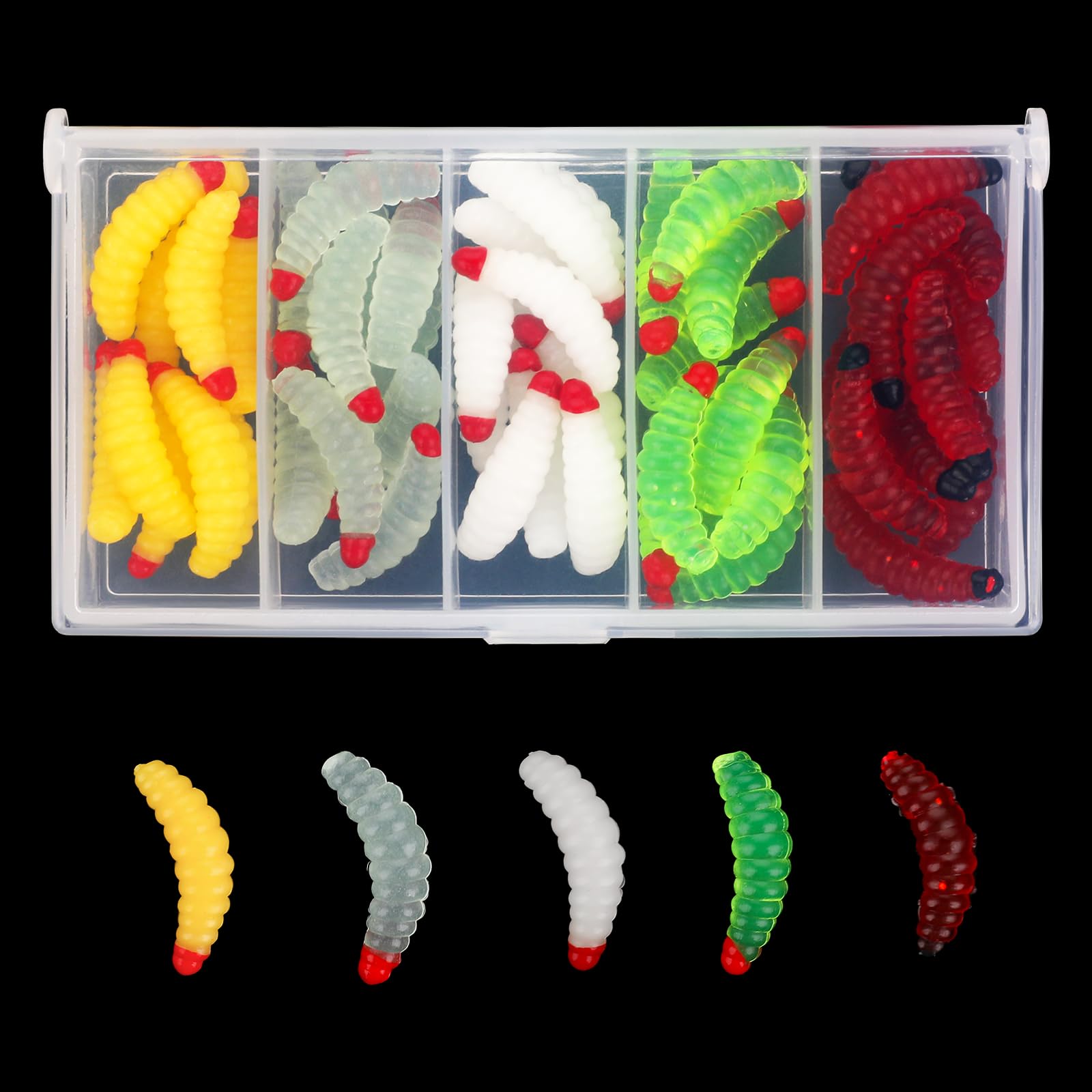 Amazon.com : 50 Pcs Soft Silicone Maggot Worm Fake Worms Fishing Bait ...