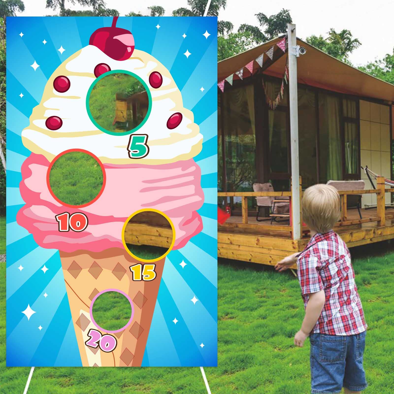 Amazon.com: Ice Cream Toss Games Banner Backdrop Background Frozen ...