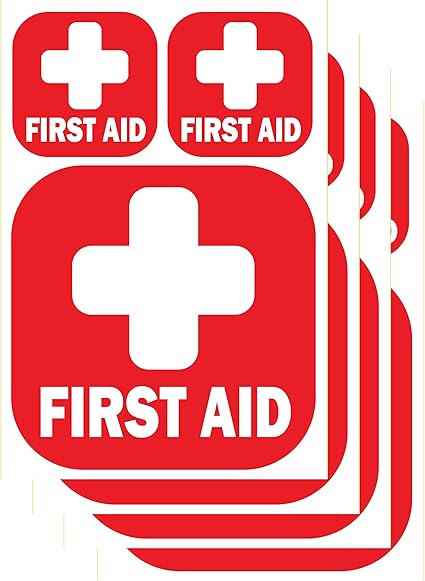 Amazon.com: TOTOMO 12pc First Aid Kit Sign Sticker [4pc of 4"x4"]+[8pc ...