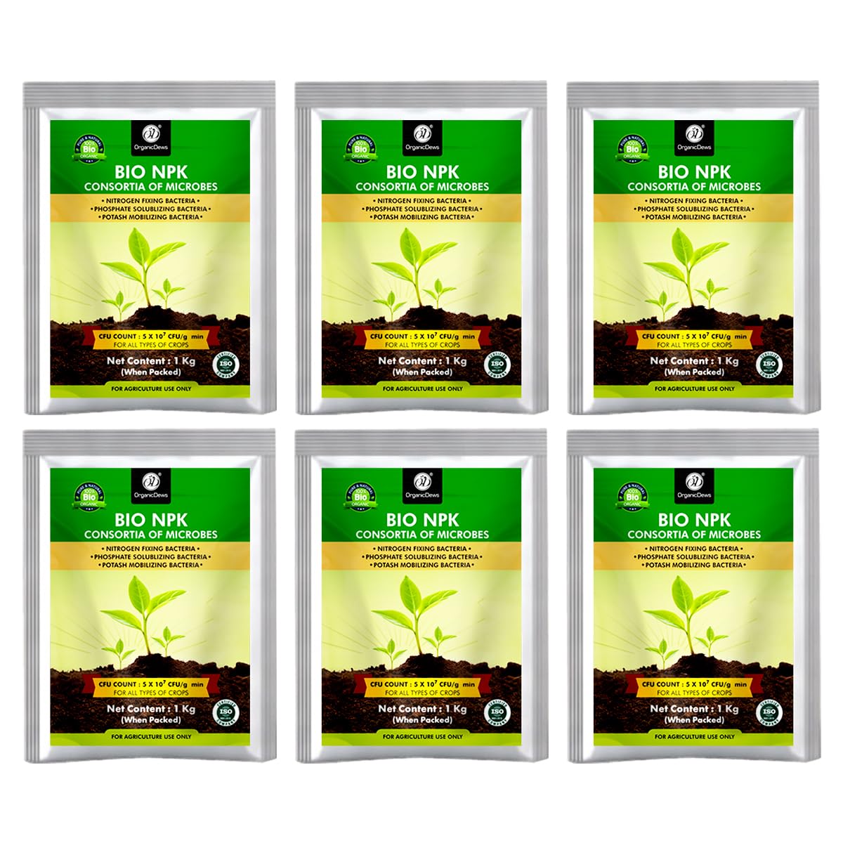 OrganicDews Bio NPK consortia (5x10^7 CFU/g) Bio Inoculum Fertilizer (6 ...