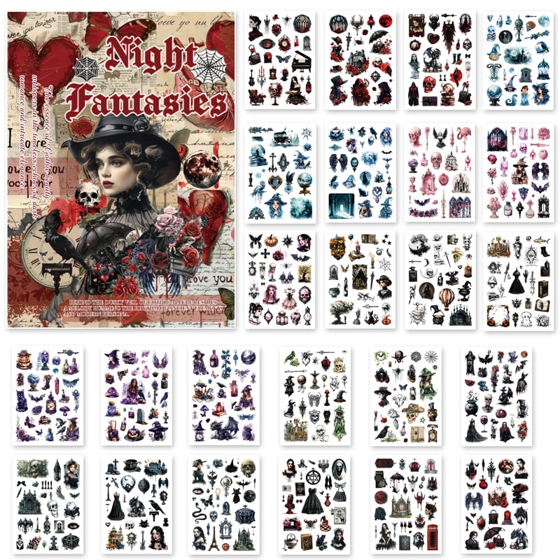 Amazon.com: BOMICHI Goth Aesthetic Washi Stickers Book, 24 Sheets ...