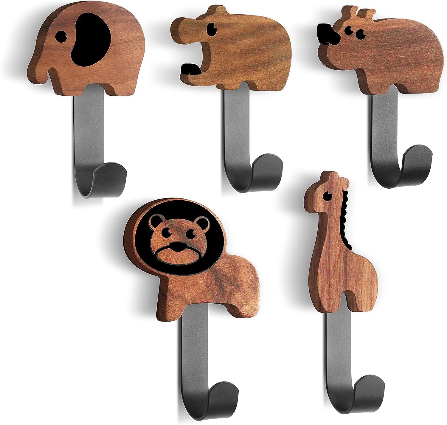 BIROYAL Coat Hooks for Kids 5 Pcs, Cute Child Baby Nursery Wall Hooks ...