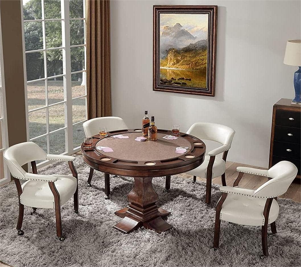 Amazon.com - LEEMTORIG Set of 4 Dining Chairs with Casters and Arms ...