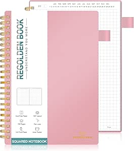 Amazon.com : Regolden-Book Undated Spiral Graph Notebook, Medium A5 ...