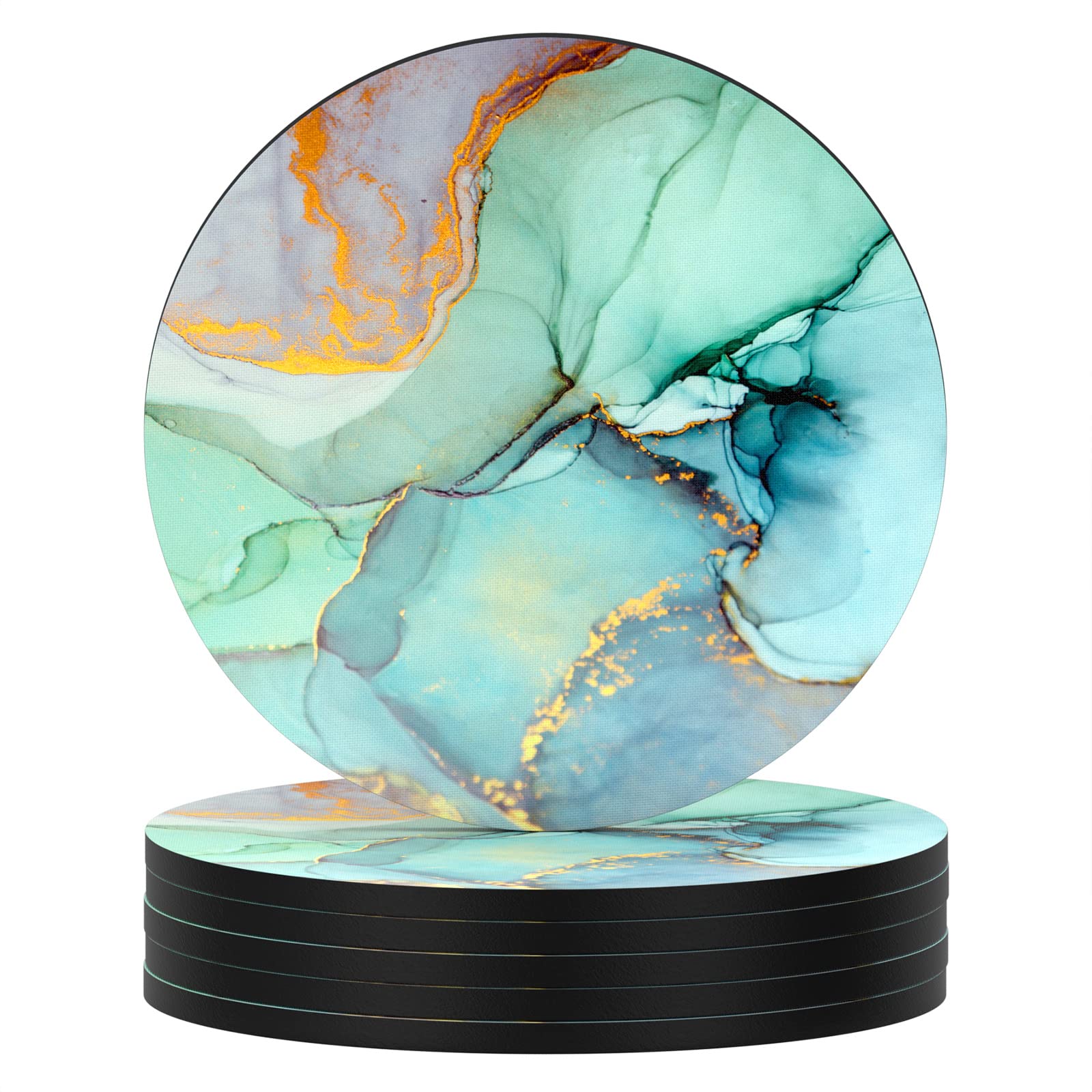 Amazon.com: Nipichsha Coasters for Drinks, Set of 6 Absorbent Rubber ...