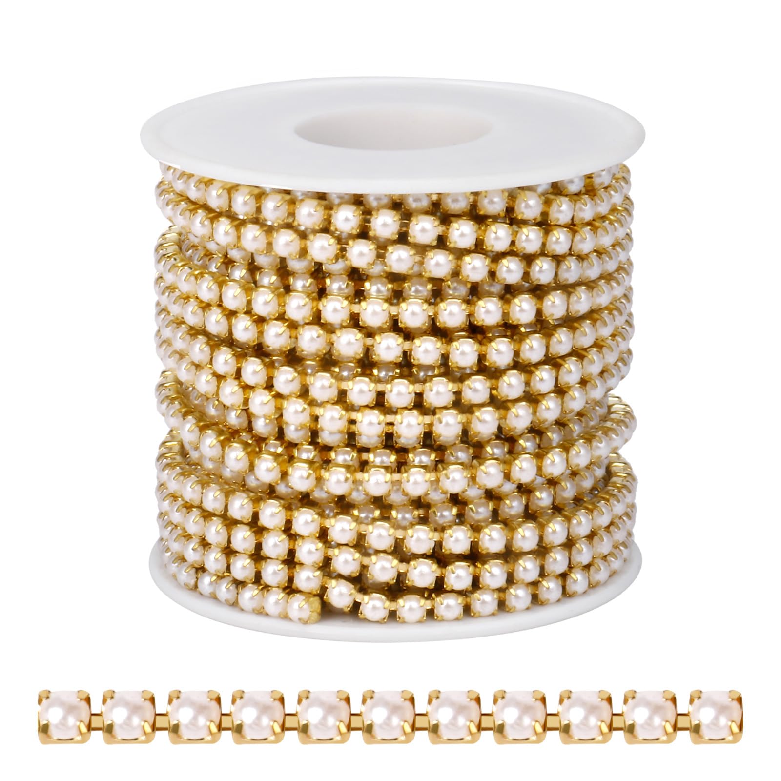 Amazon.com: 10 Yards Gold Pearl Trim Chain for Craft, 4MM Pearl Beaded ...