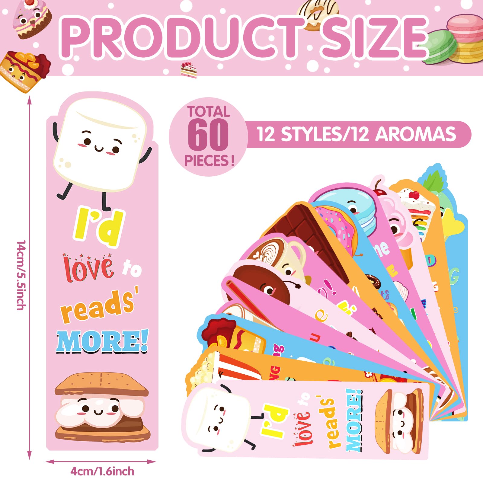 Snapklik.com : 60 Pieces Dessert Scented Bookmarks Kids Bulk Scratch ...