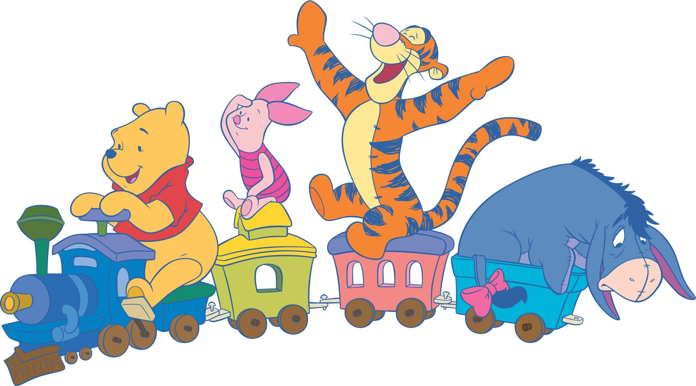 Ruhi Decor Winnie The Pooh with Friends Train Riding Enjoy Wall Sticker ...