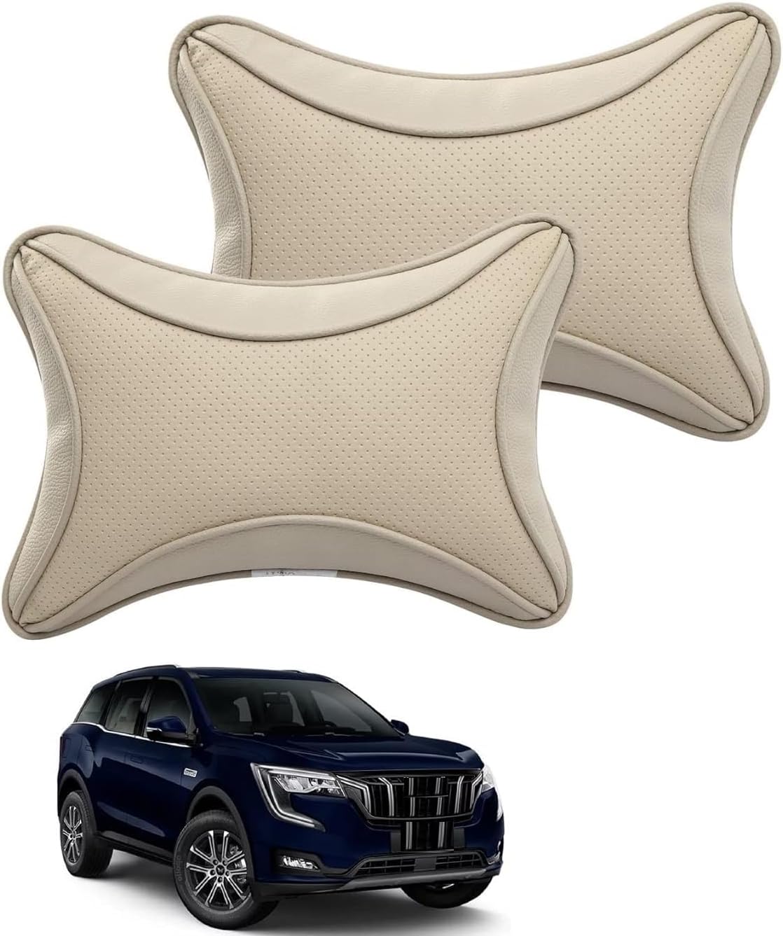 AUTOADDICT Auto Addict Car Dotted Beige Neck Rest Cushion Pillow Set of ...