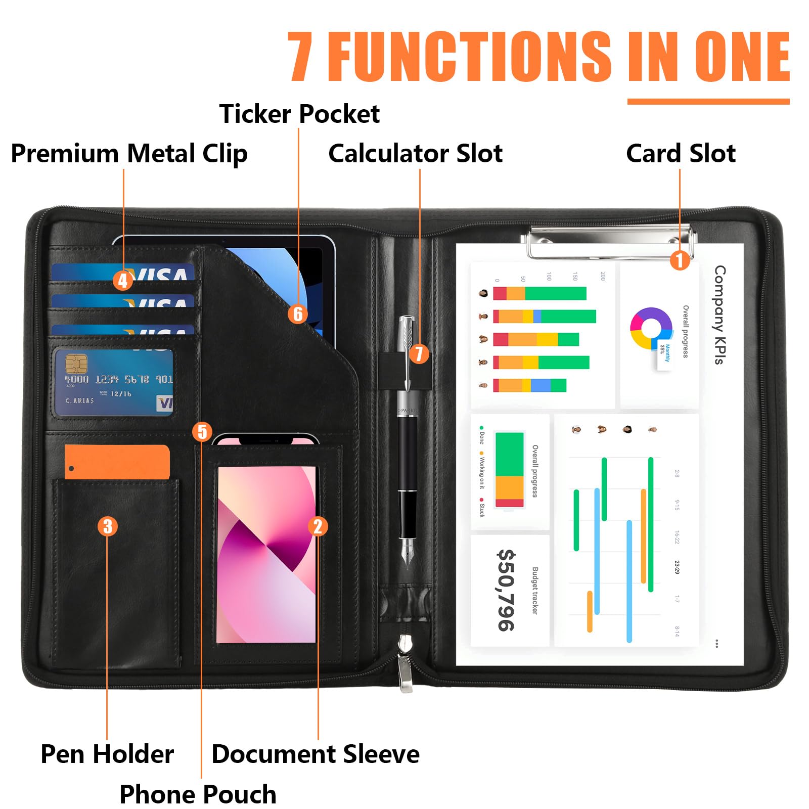 MUXHEL Portfolio Folder A4 Zipped Conference Folder A4 Portfolio Folder ...