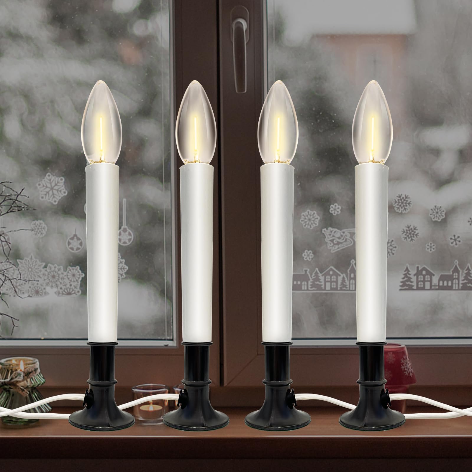 Amazon.com: 4PK Electric Window Candle, Nickel Plated Alloy Base, with ...
