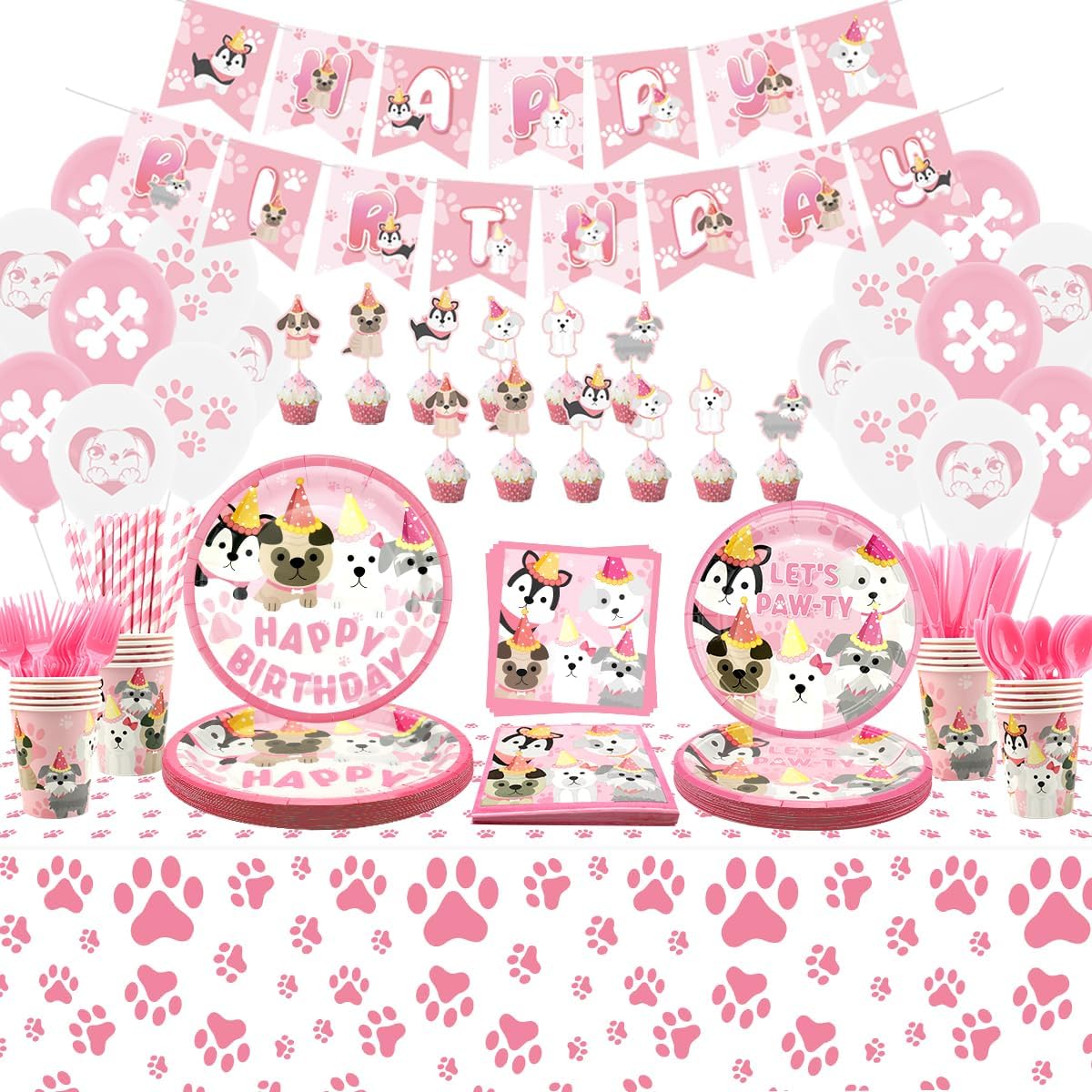 Amazon.com: Dog Party Decorations - Dog Birthday Paw Prints Party ...